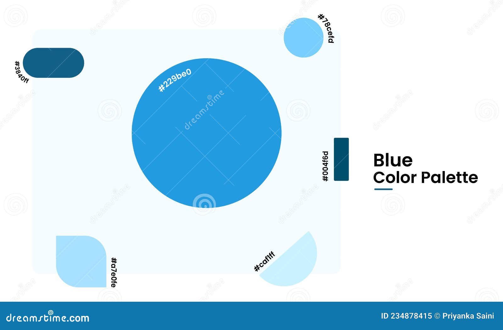 Blue Color Palette Geometric Shape Swatches in Vector. Stock Vector ...