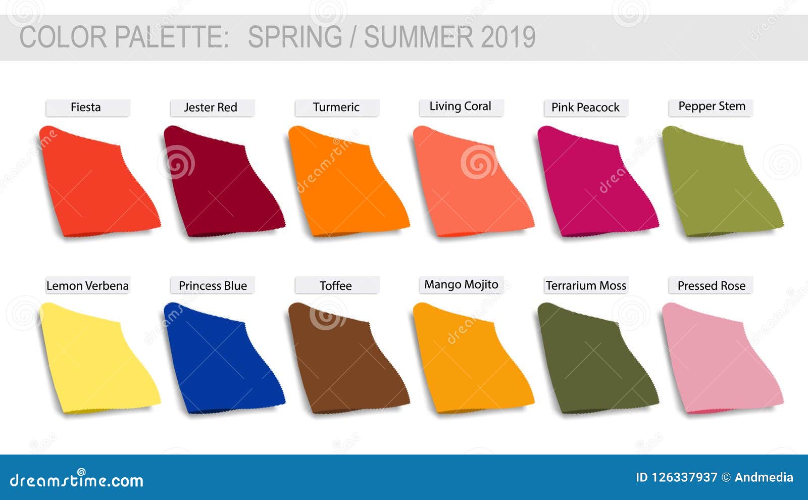 Color Palette Spring Summer 2019. Samples of Trendy Colors Next Year ...