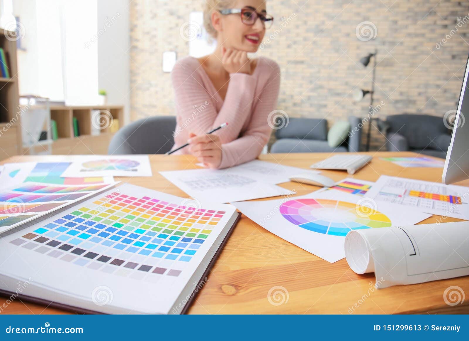 Color Palette on Table of Designer in Office Stock Image - Image of ...