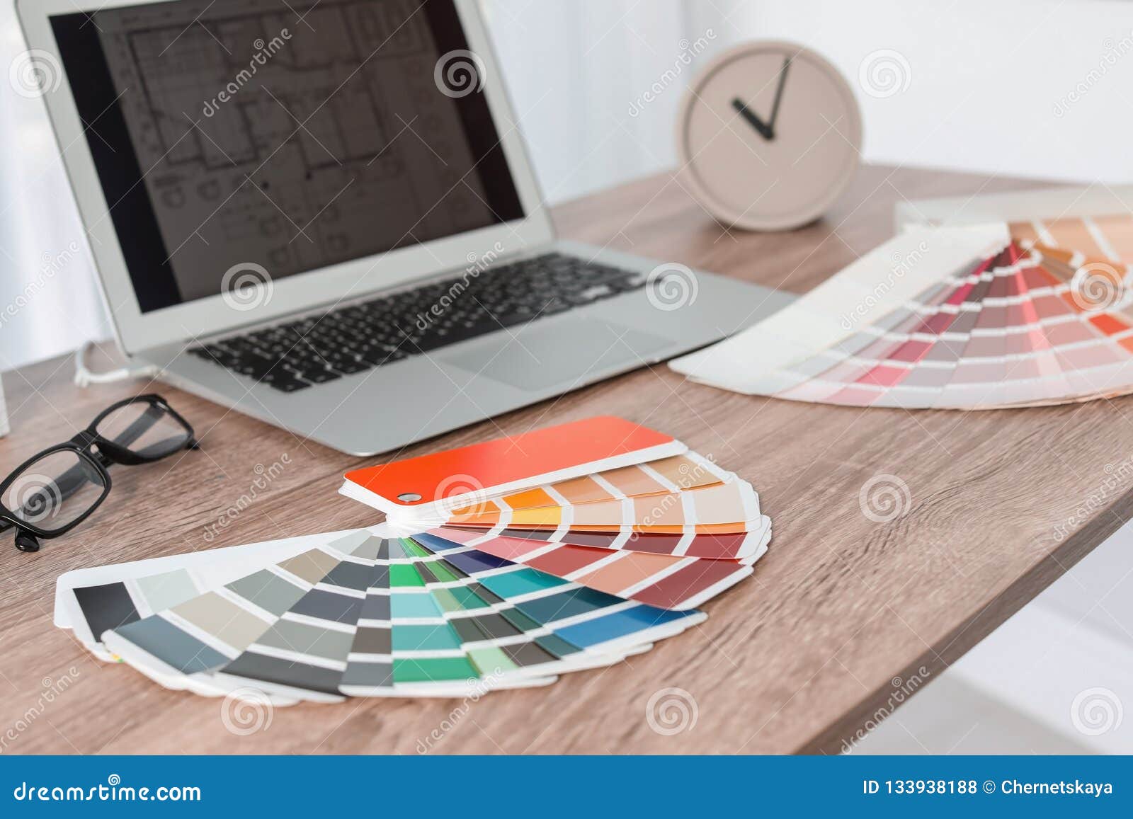 Color palette on table stock photo. Image of desk, office - 133938188