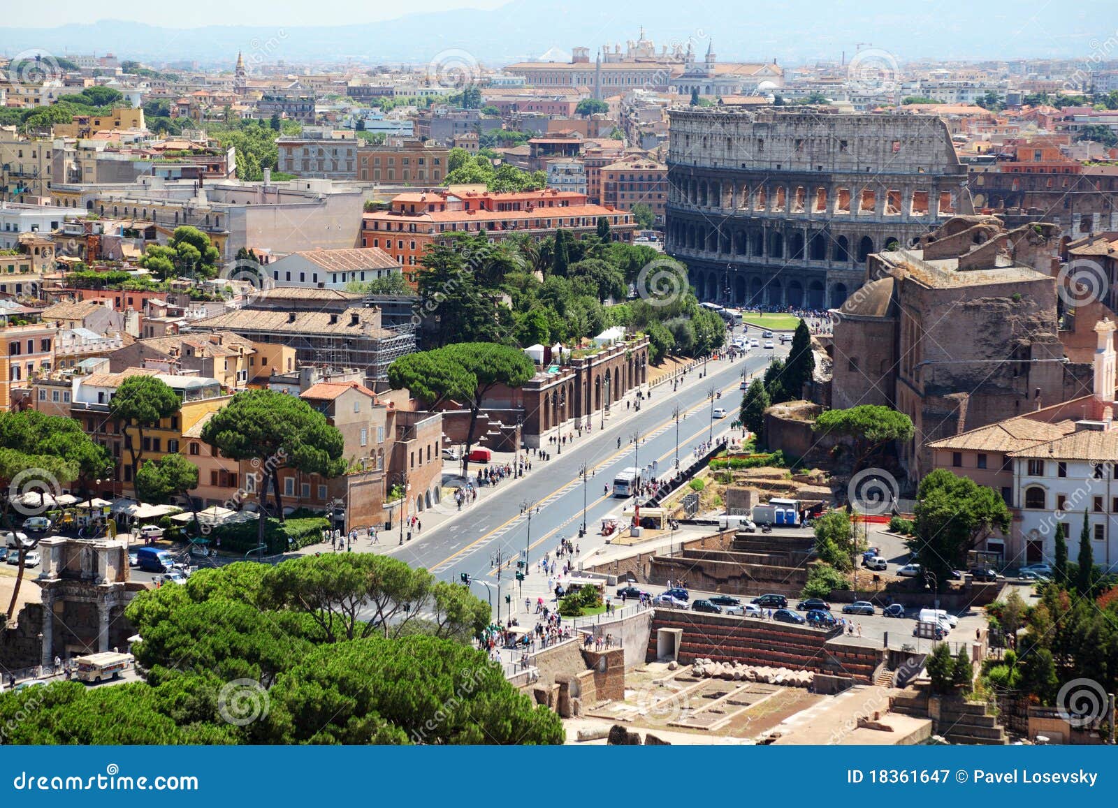 Color panoramic view Rome stock image. Image of building - 18361647