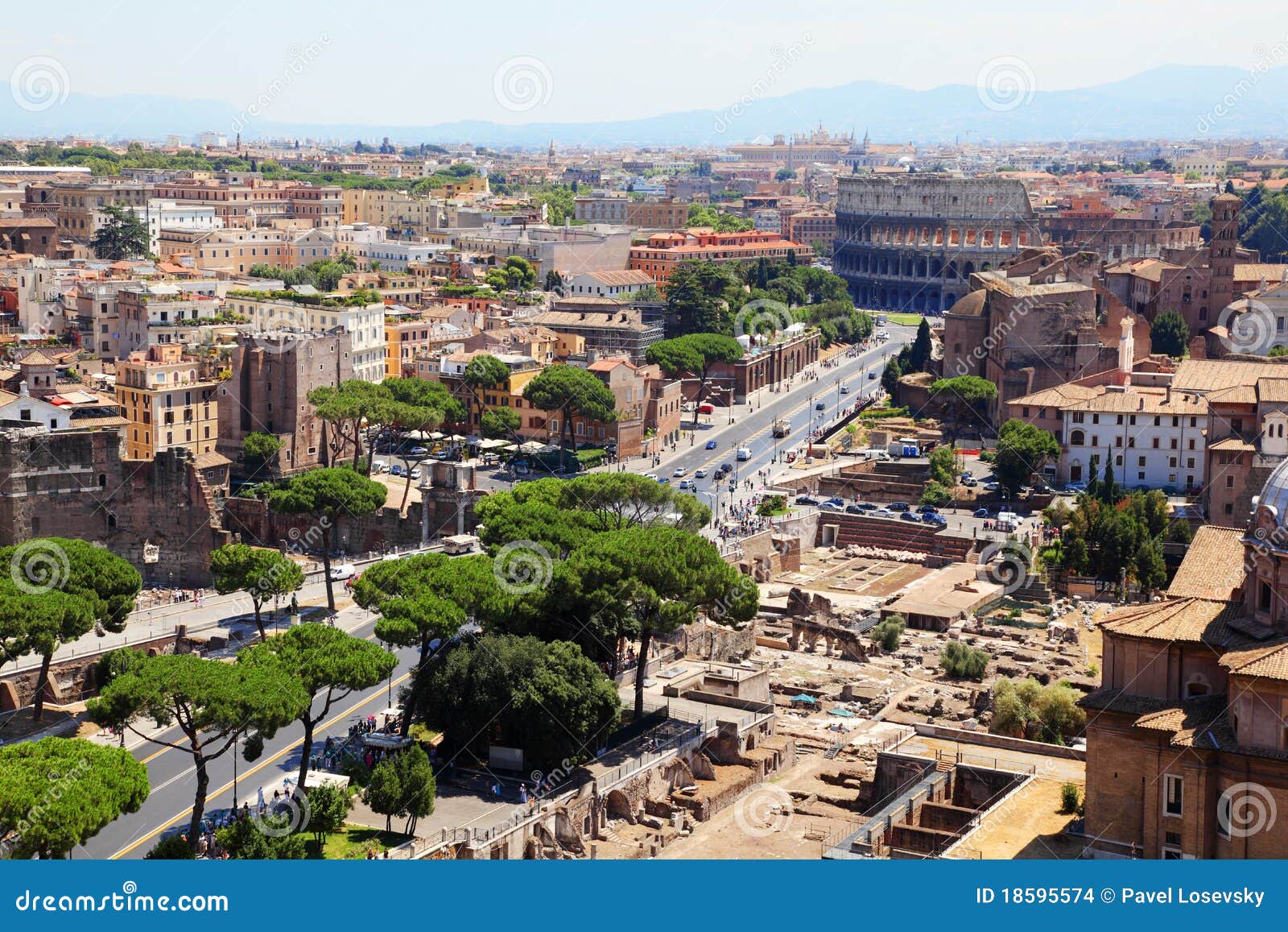 Color panoramic view Rome stock photo. Image of city - 18595574