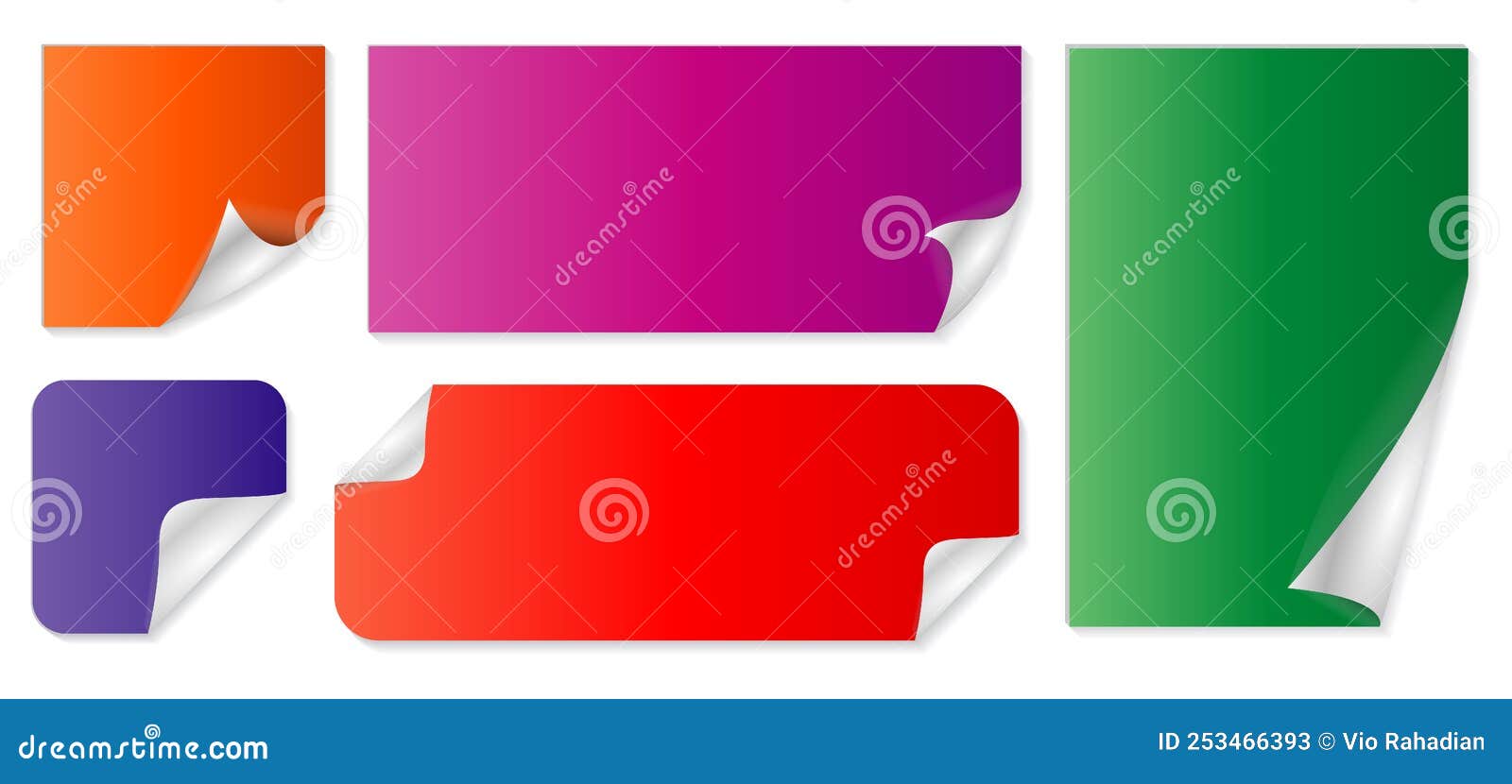 Set of Bent Corners Paper Color Elements for Greeting Cards. Colorful ...