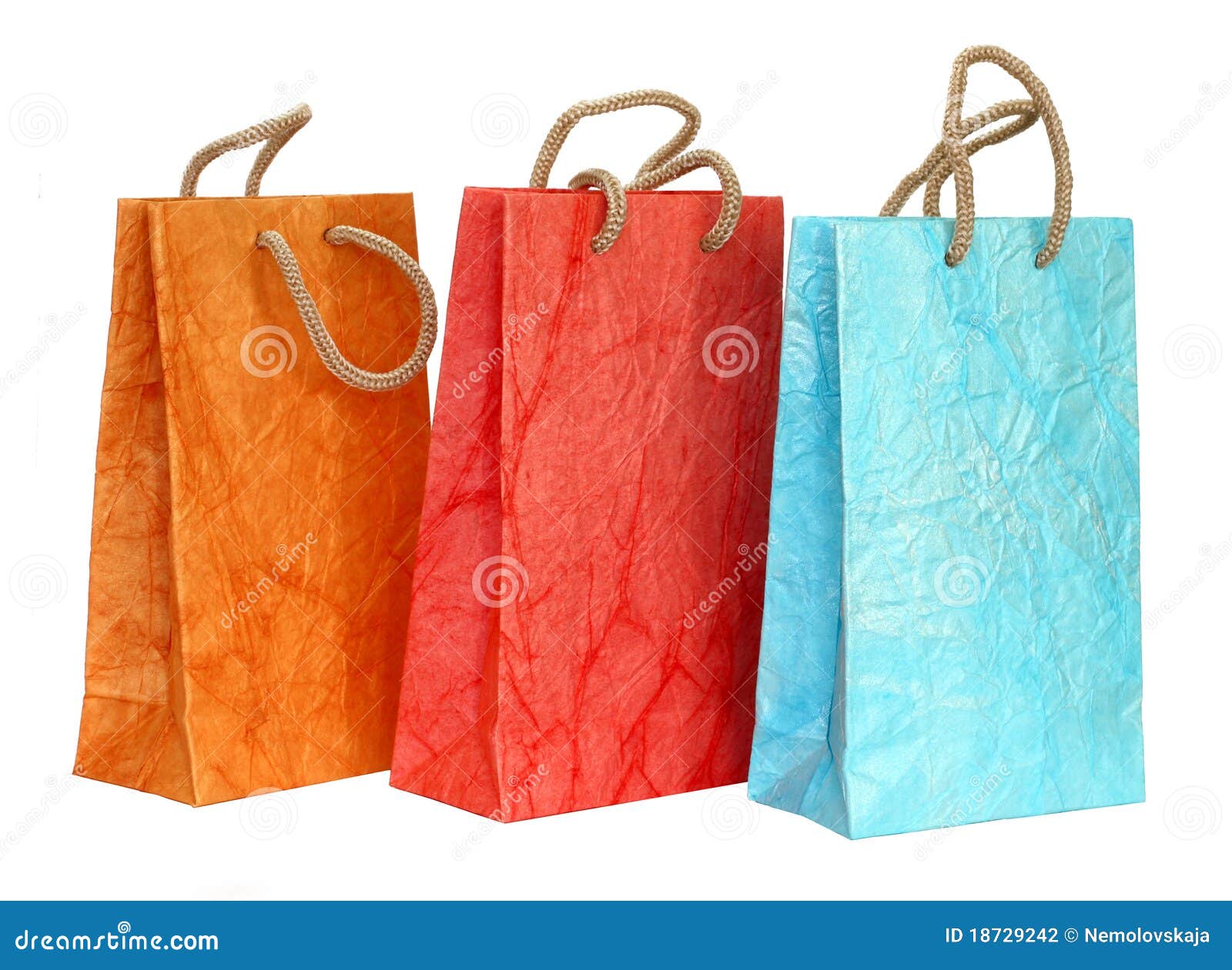 Color paper bags stock photo. Image of three, wrapping - 18729242