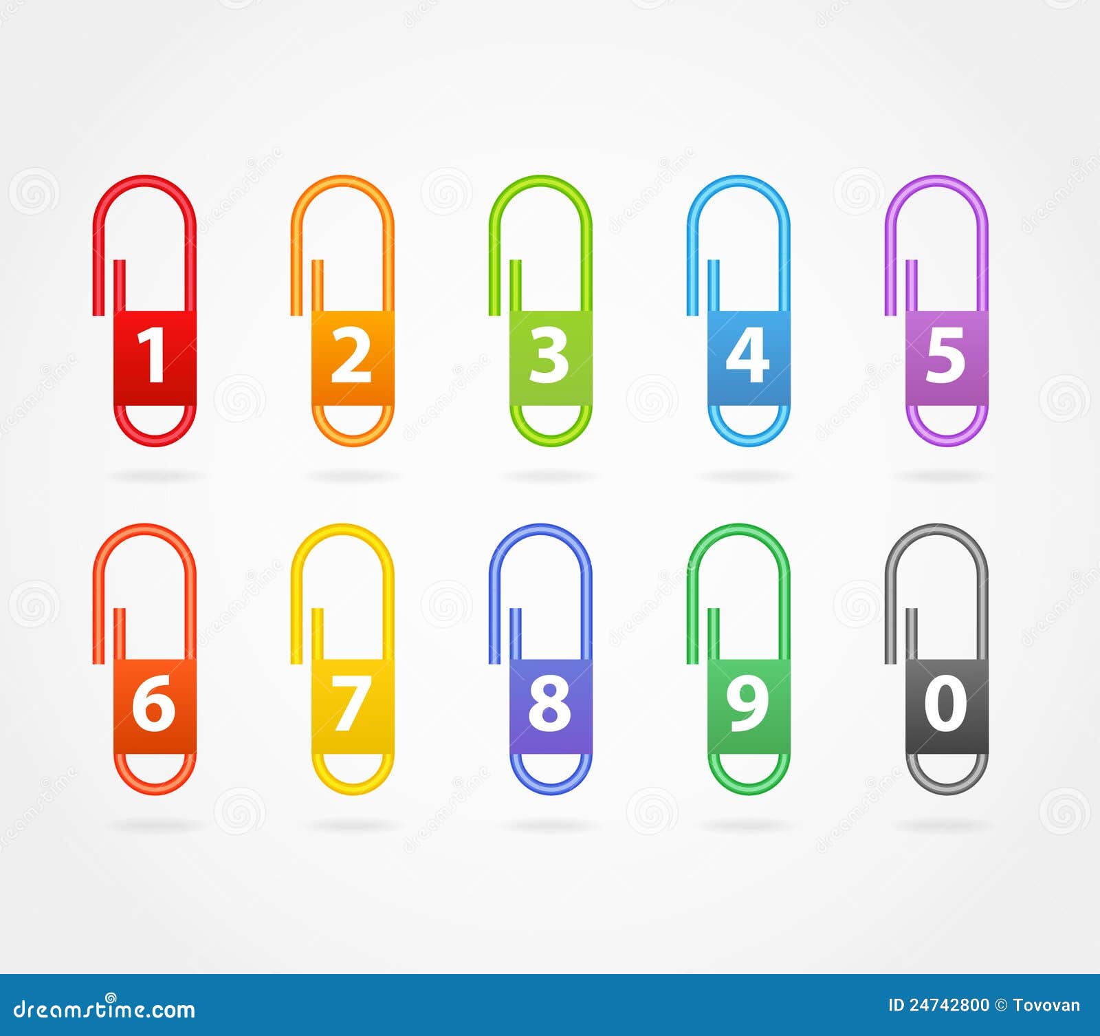 Color paper clips stock vector. Illustration of clip - 24742800