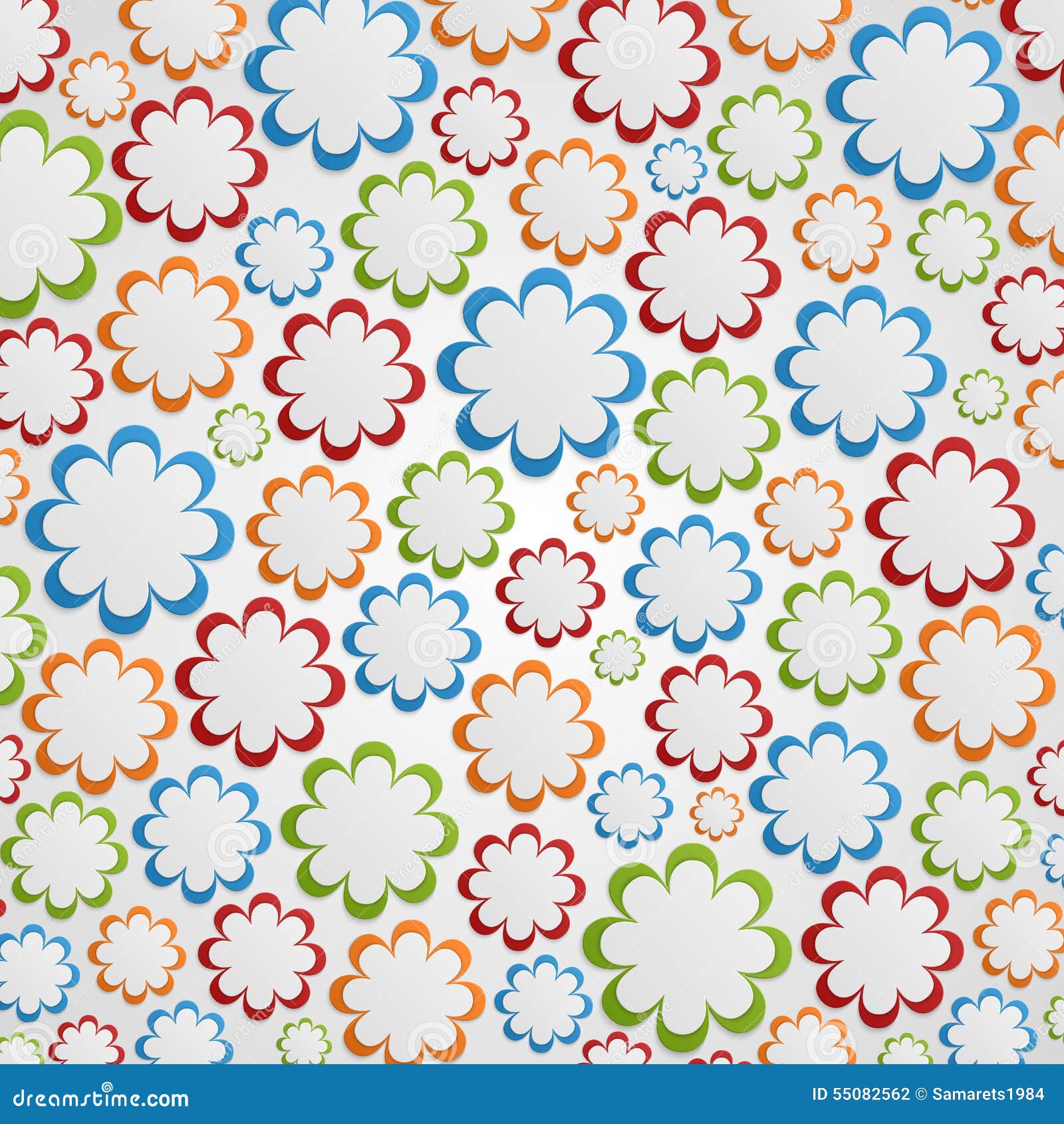 Color Paper Flowers Greeting Card Background. Stock Vector ...