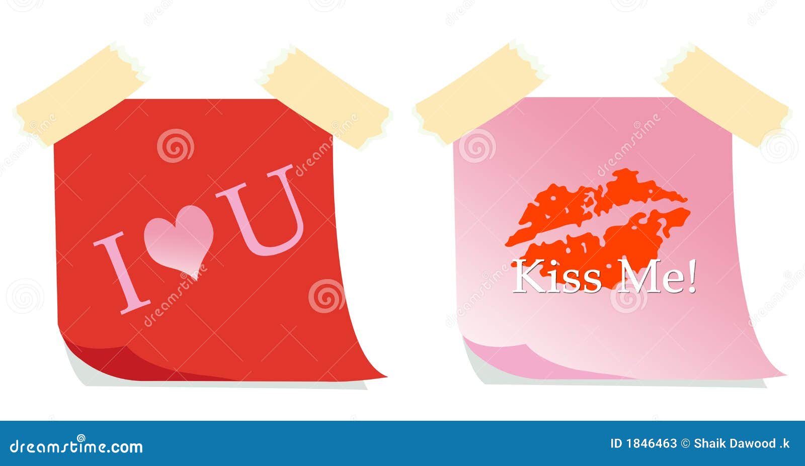 Color Paper Illustration Used Writing Love and Lips Stock Illustration ...