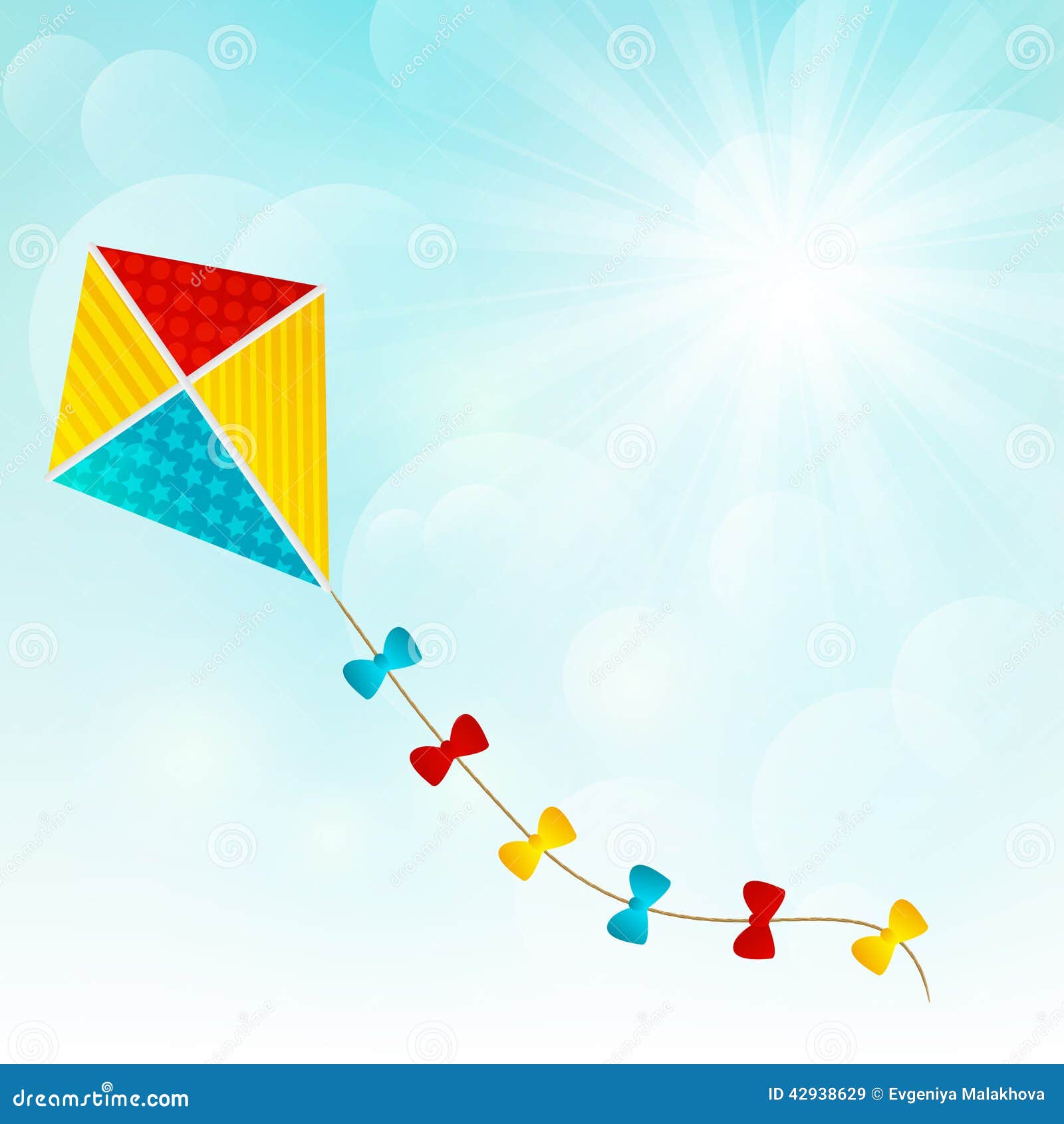 Paper Kite On Sky With Clouds Cartoon Vector | CartoonDealer.com #38811795