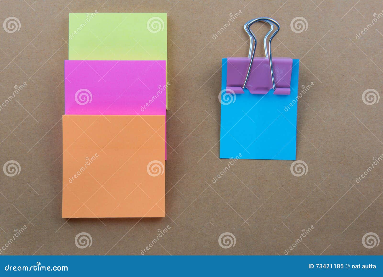 Color Paper Notes with Sticky Note on Brown Background Stock Image ...