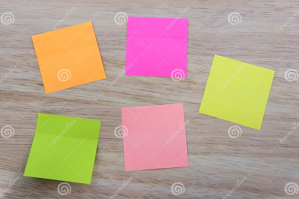 Color Paper Notes with Sticky Note on Wood Background Stock Image ...