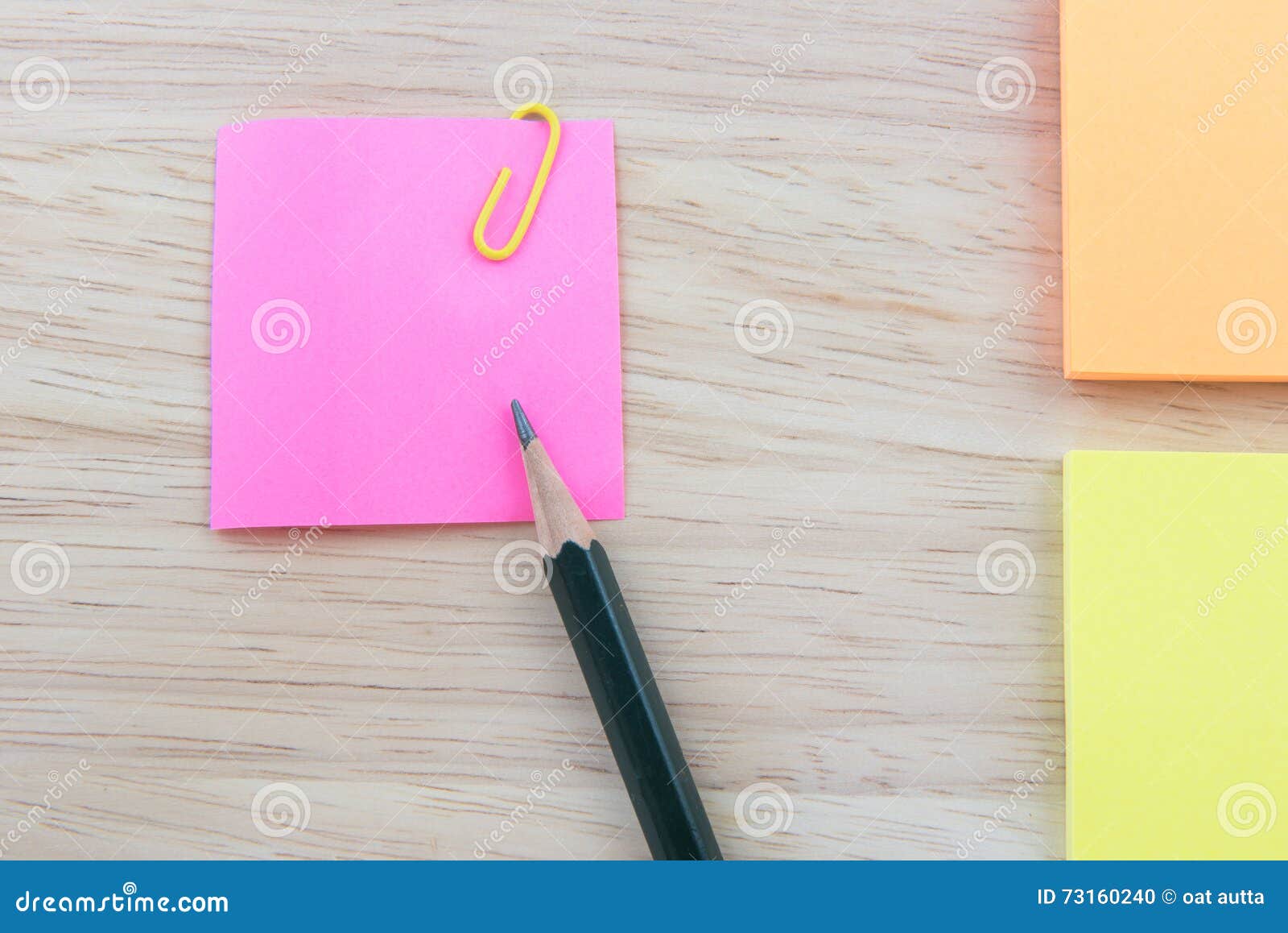 Color Paper Notes with Sticky Note on Wood Background Stock Photo ...