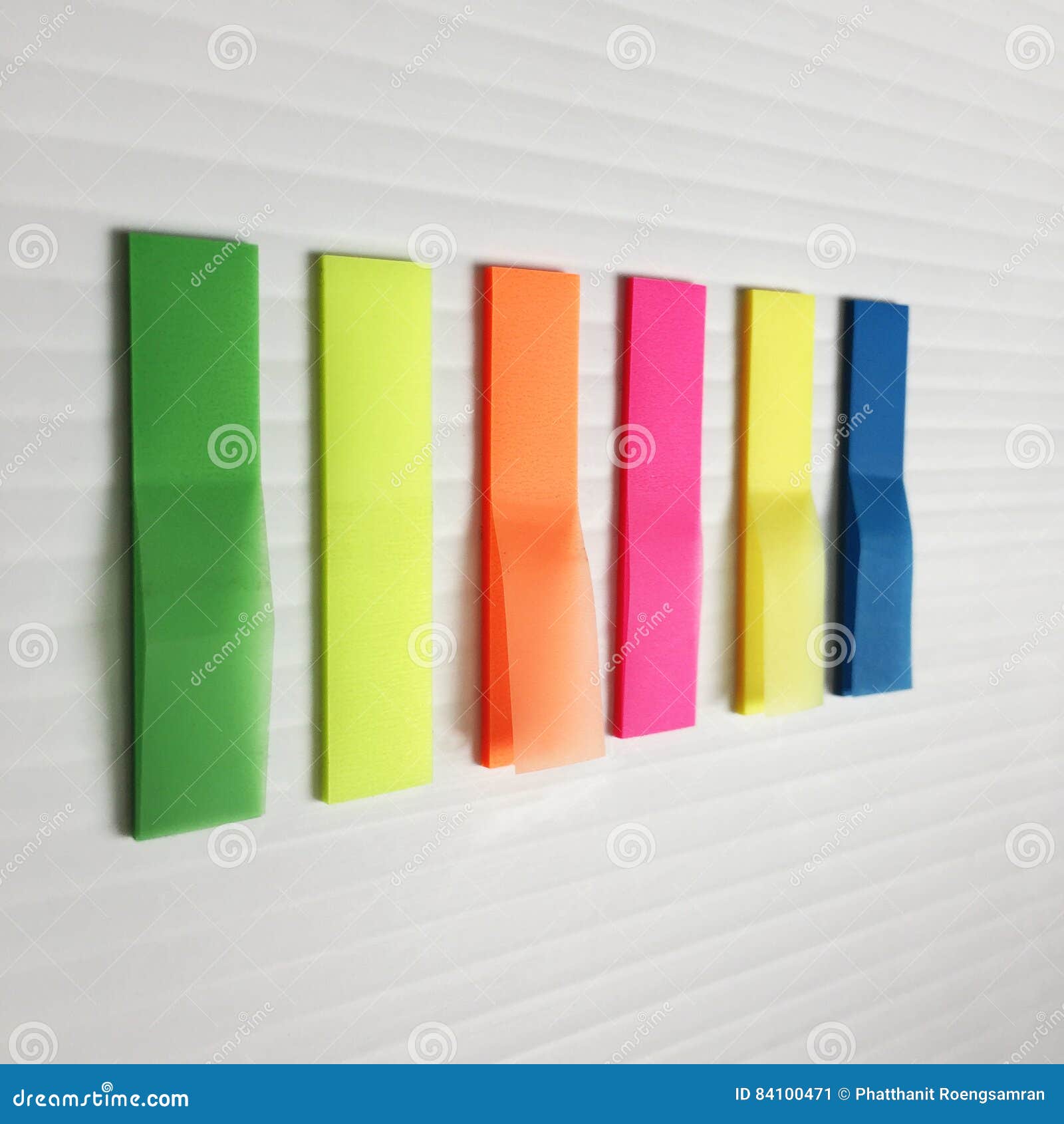 Color Paper Post it Note on Gray Plastic Bord Stock Image - Image of ...