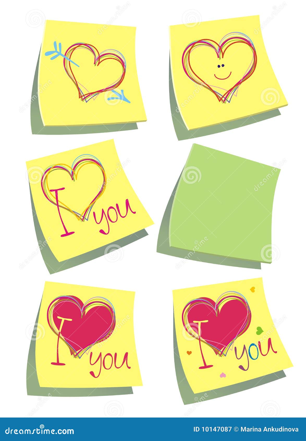 Color Paper Post-it Notes with Hearts. Stock Vector - Illustration of ...