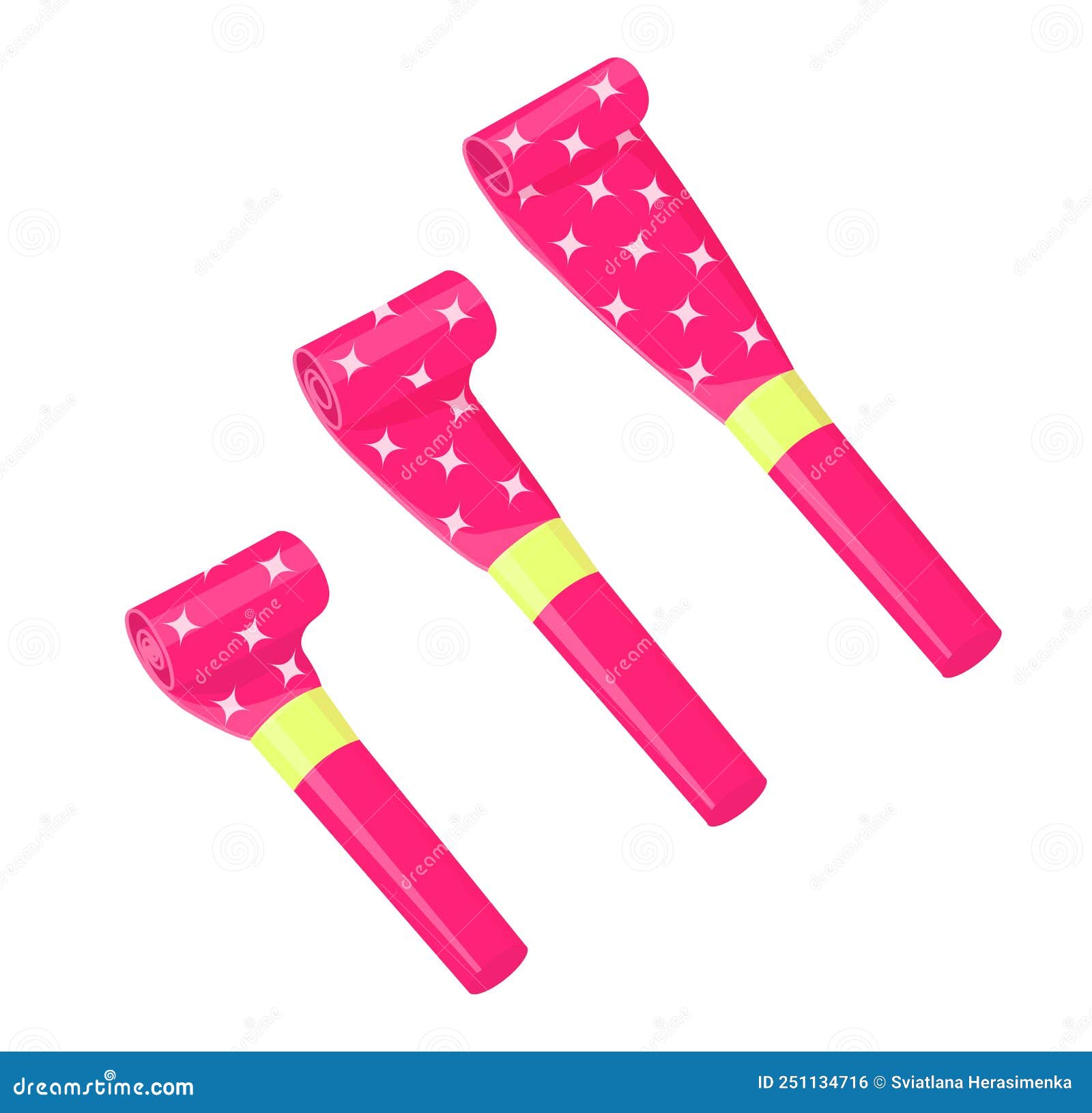 Color Party Blower Set Happy Party. Vector Illustration Stock Vector ...