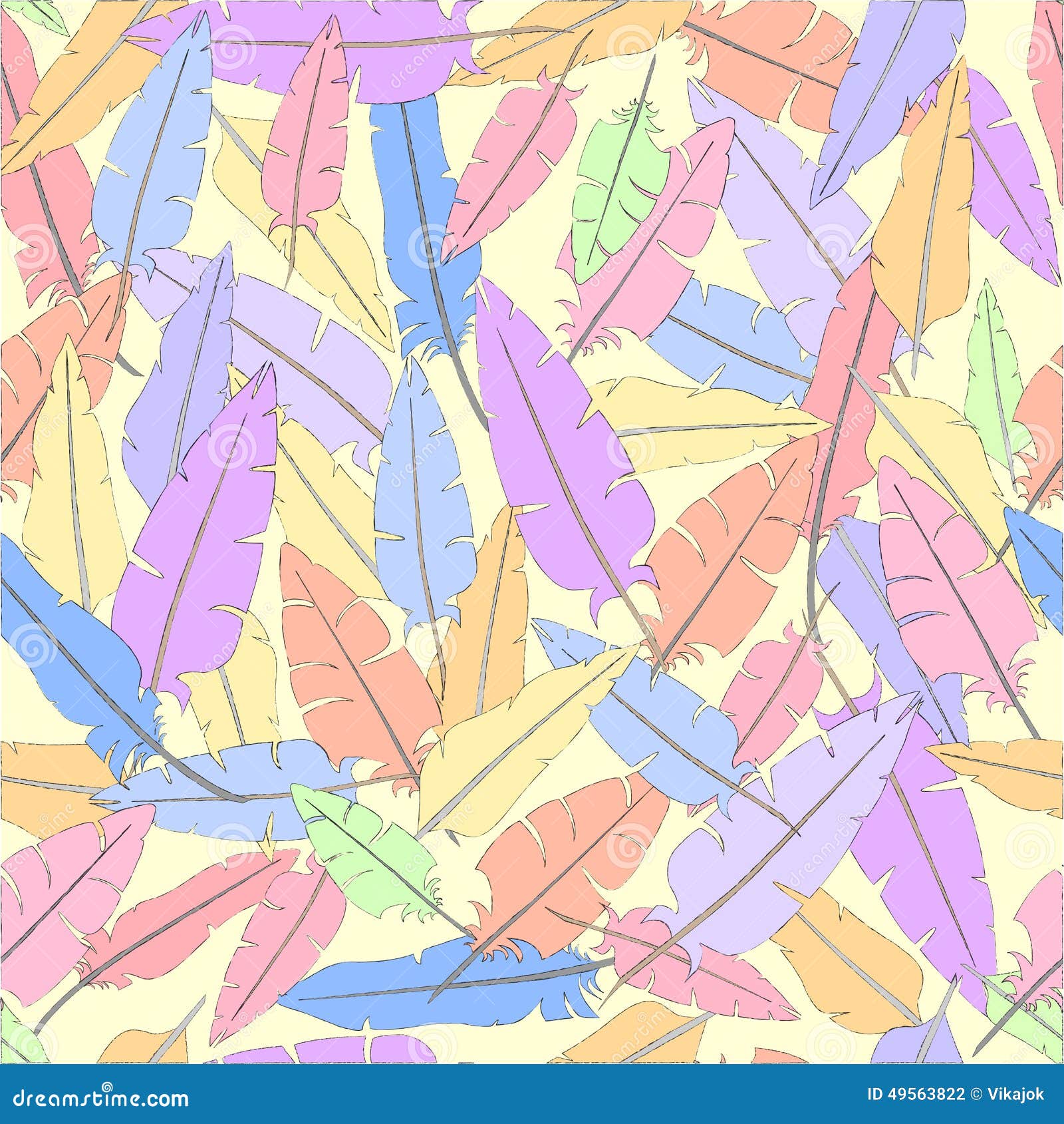 Color Pastel Seamless Feather Pattern Stock Vector - Illustration of ...