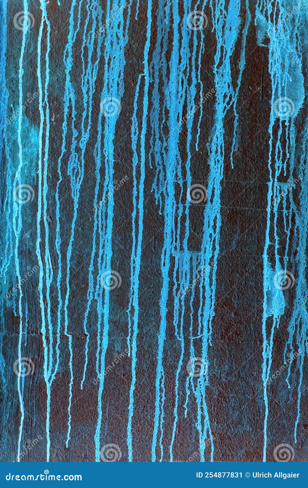 Color Pattern Texture of Down Flows of Light Blue Paint on Dark Black ...