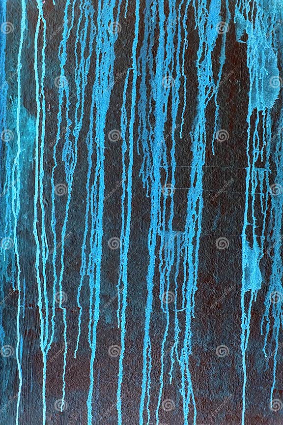 Color Pattern Texture of Down Flows of Light Blue Paint on Dark Black ...