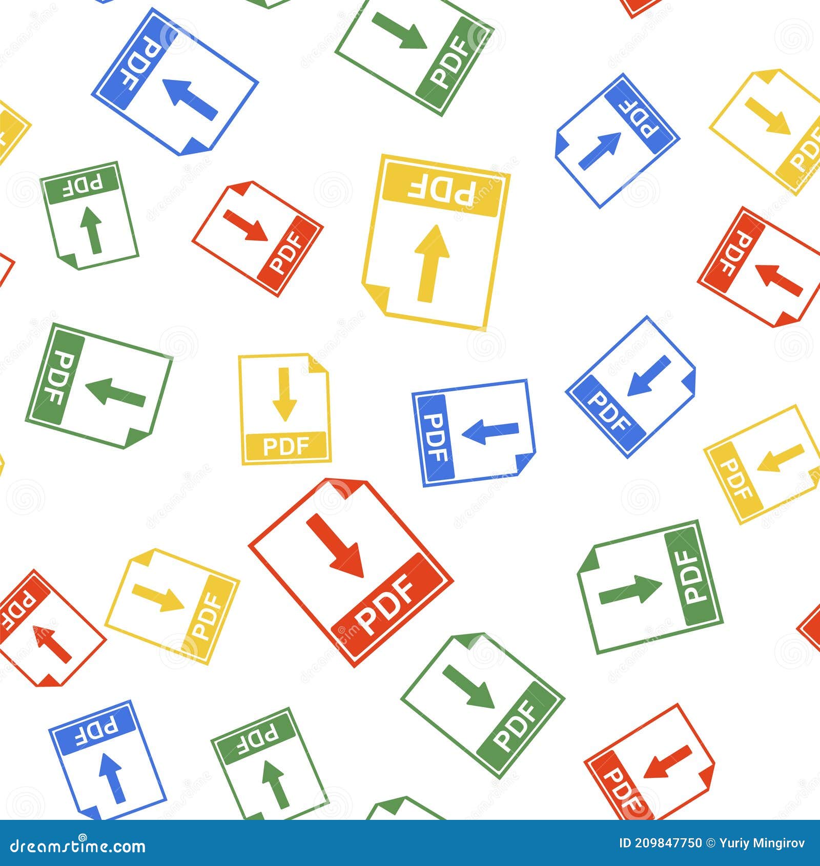 Color PDF File Document Icon Isolated Seamless Pattern on White ...