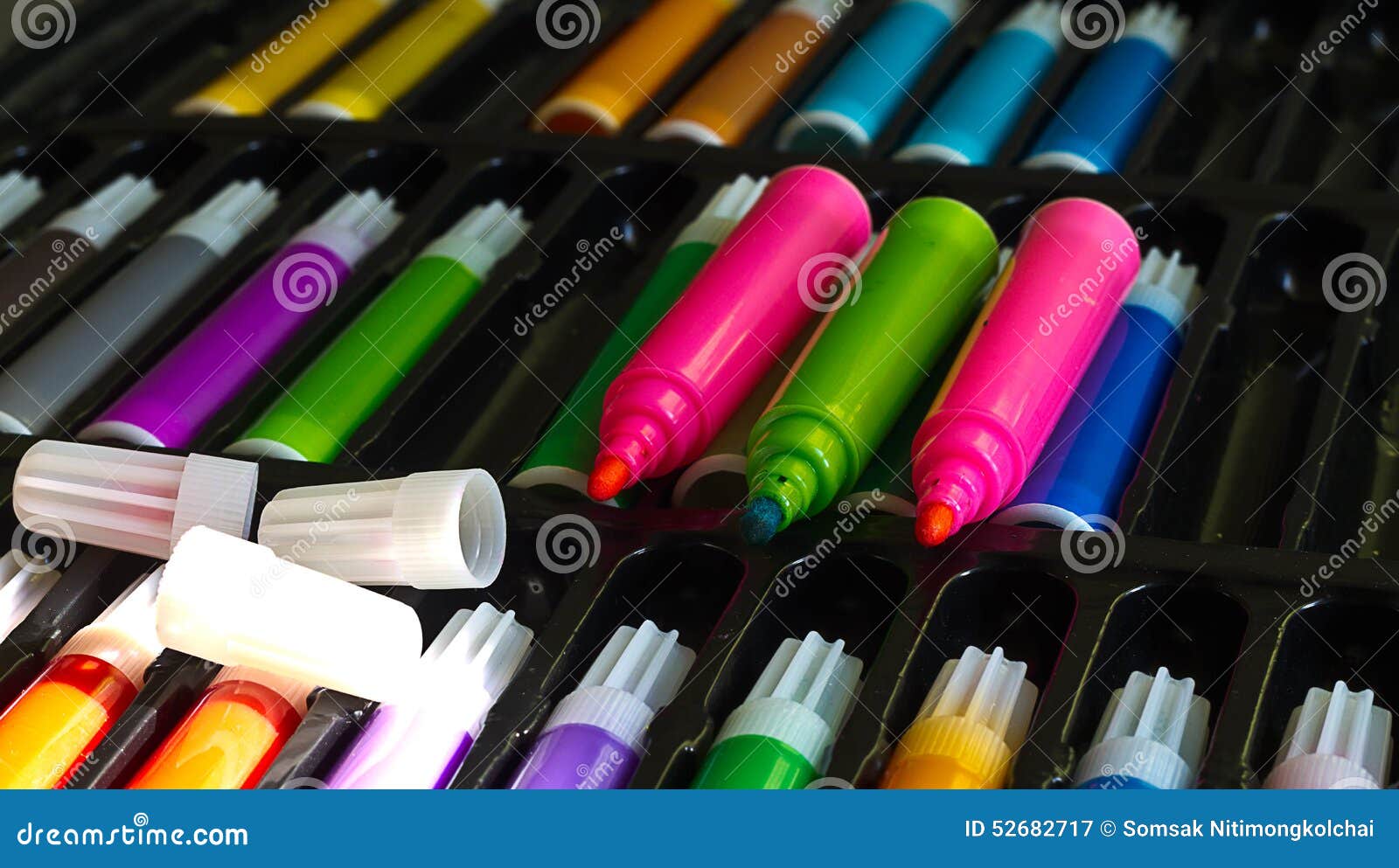 Color pen set stock image. Image of blue, preschool, instrument - 52682717