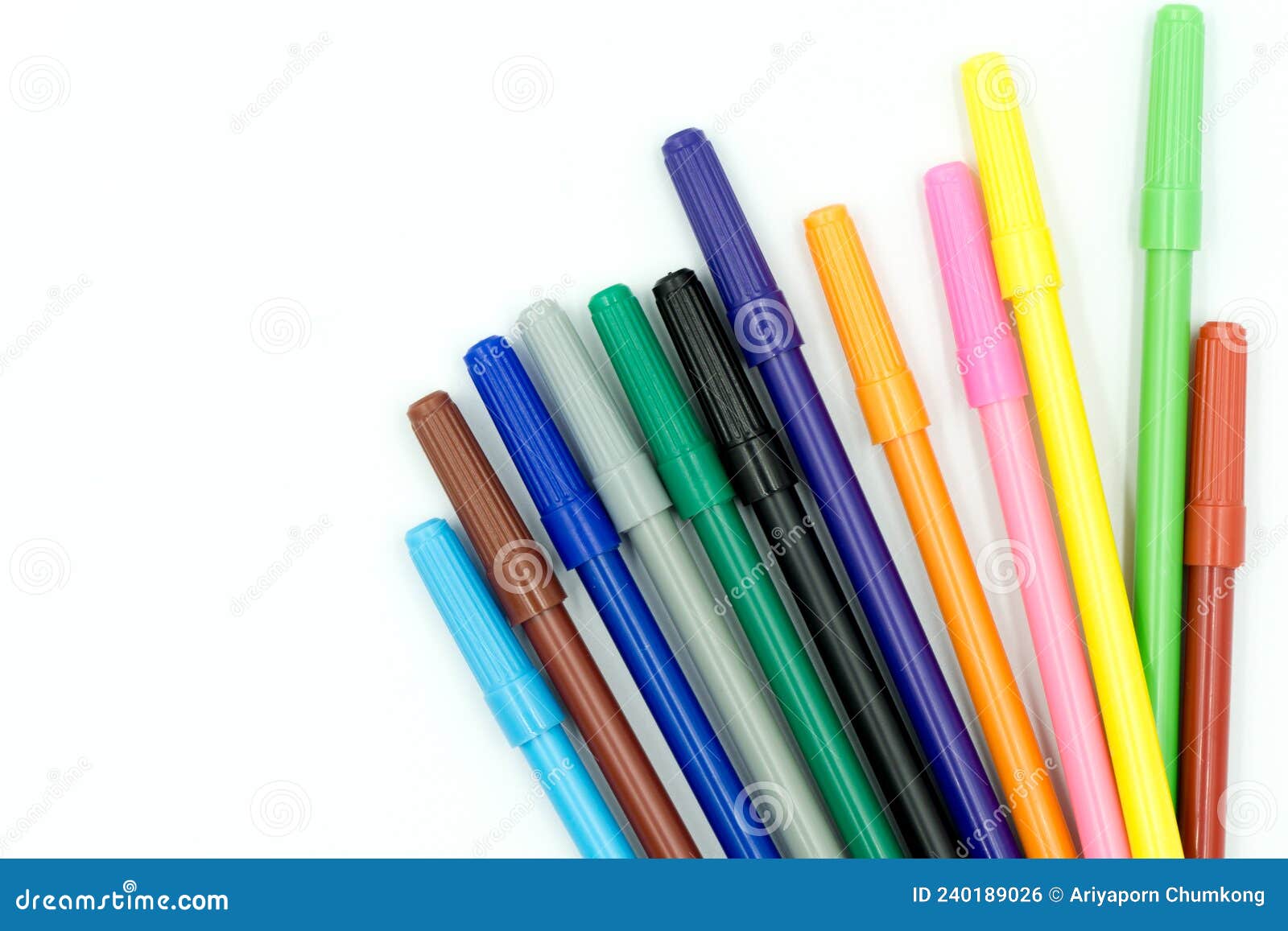Color Pen on White Background Stock Photo - Image of equipment, group ...
