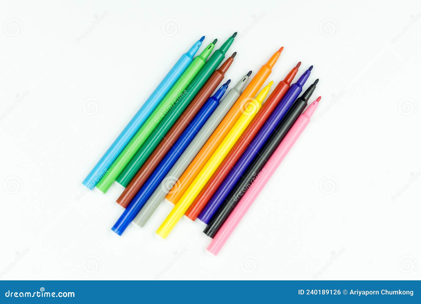 Color Pen on White Background Stock Photo - Image of arrangement, blue ...