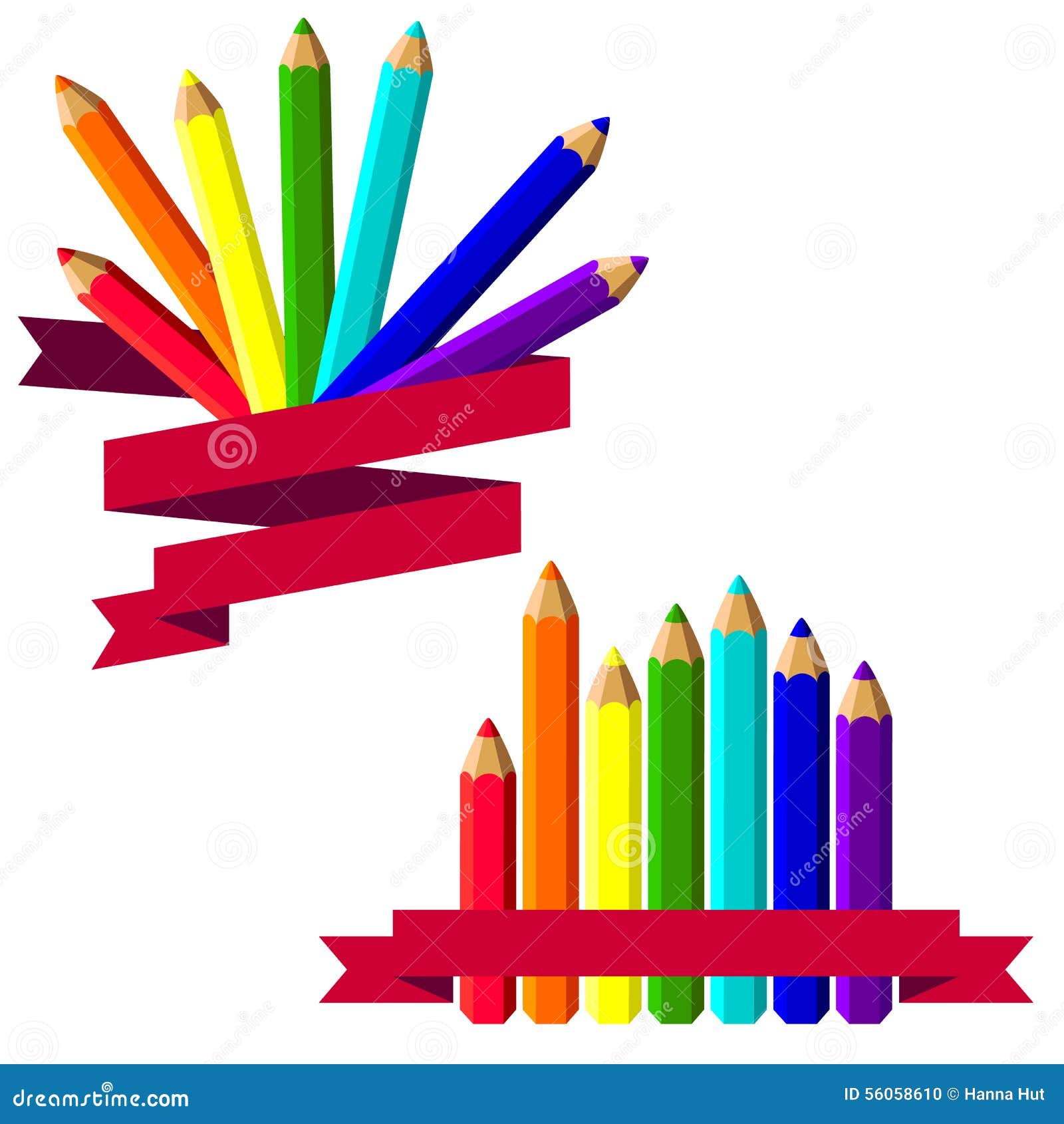 Color Pencil with Banner Ribbon Stock Vector - Illustration of vector ...