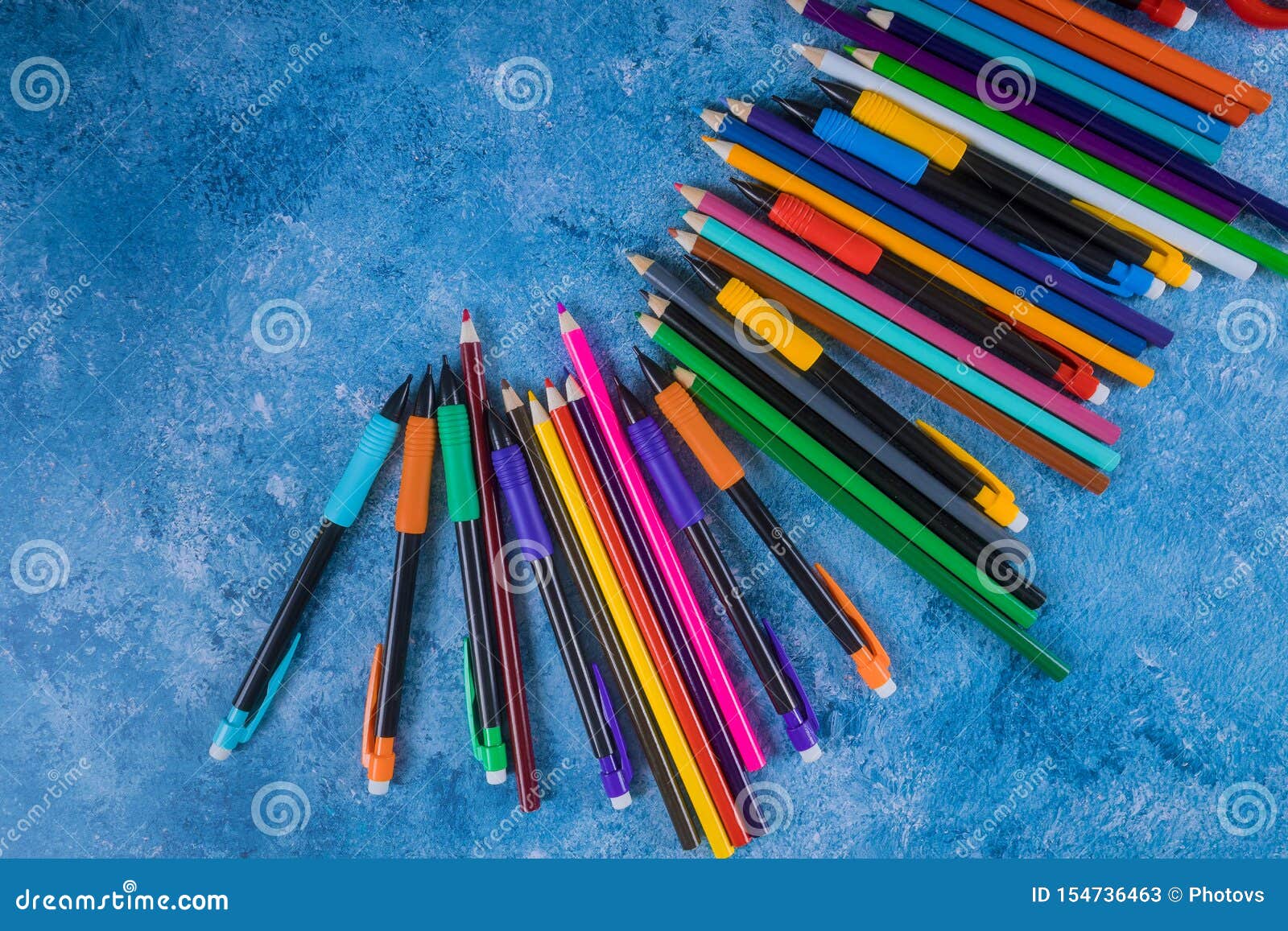 Color Pencil on Blue Background. Back To School Stock Image - Image of ...