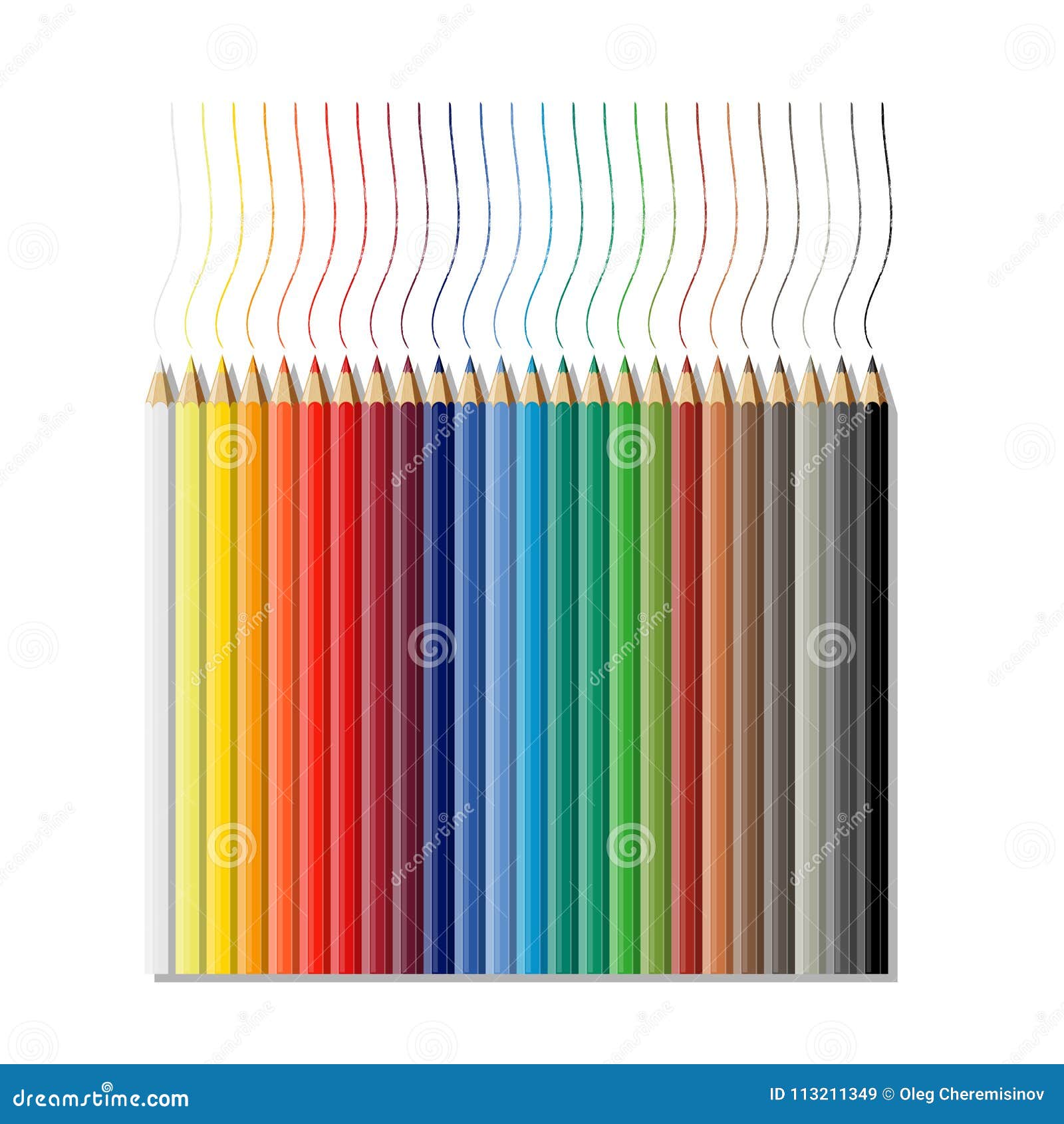 Color Pencil Set. Vector Different Color Pencils With Pencil Lines ...