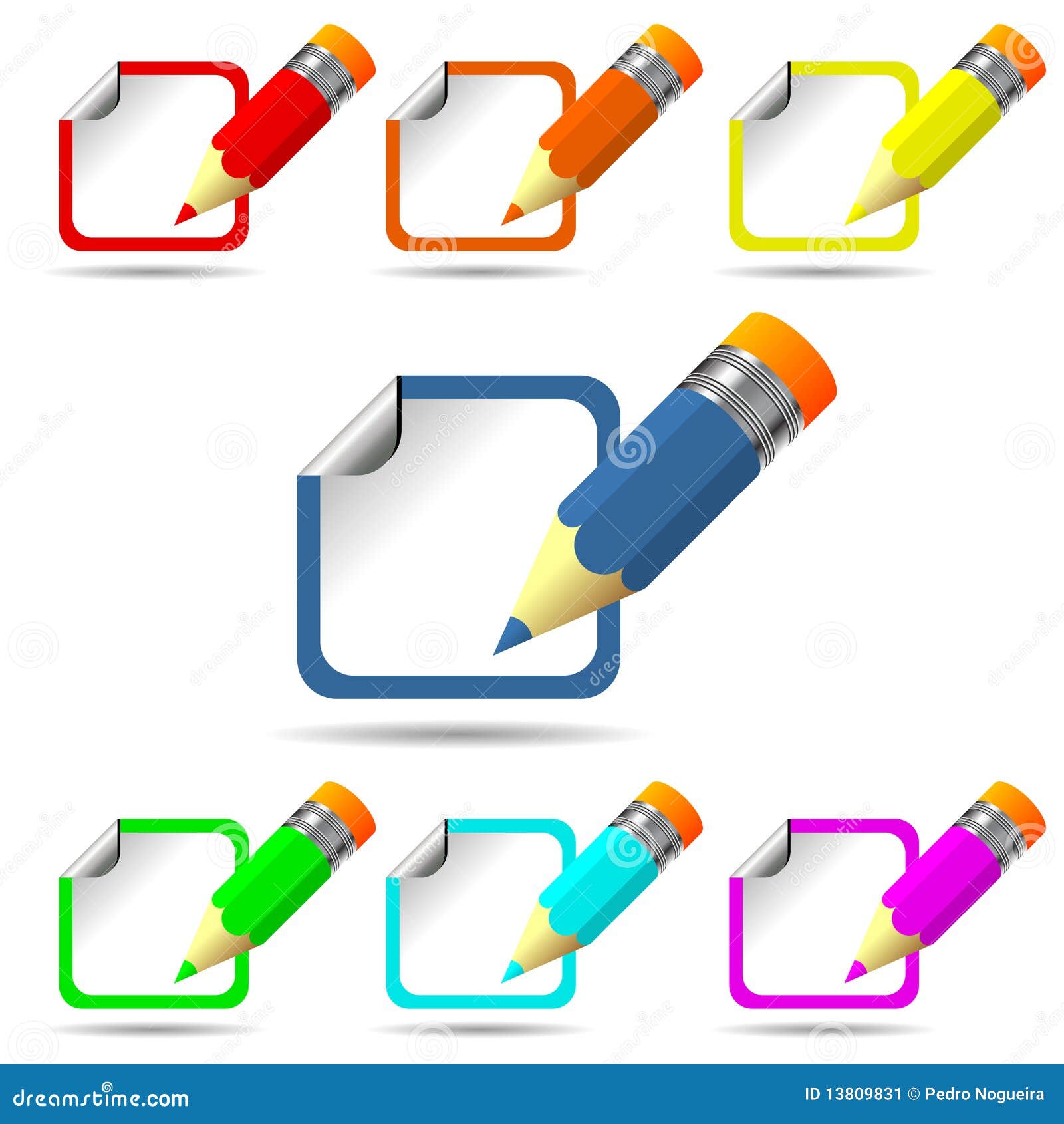 Color pencil and sticker stock vector. Illustration of bended - 13809831