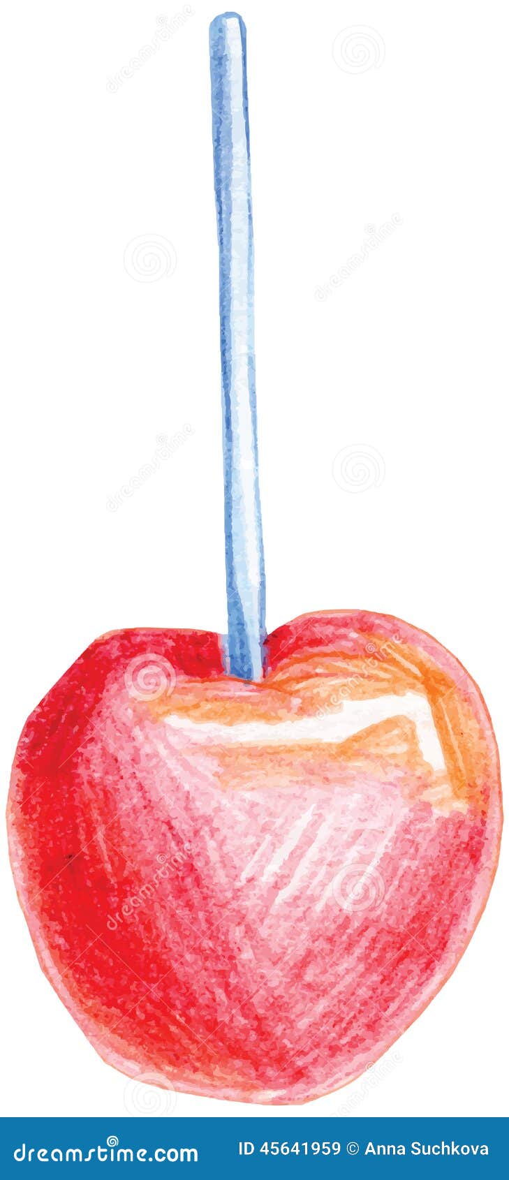 Color Pencil Vector Red Apple on Stick Stock Vector - Illustration of ...