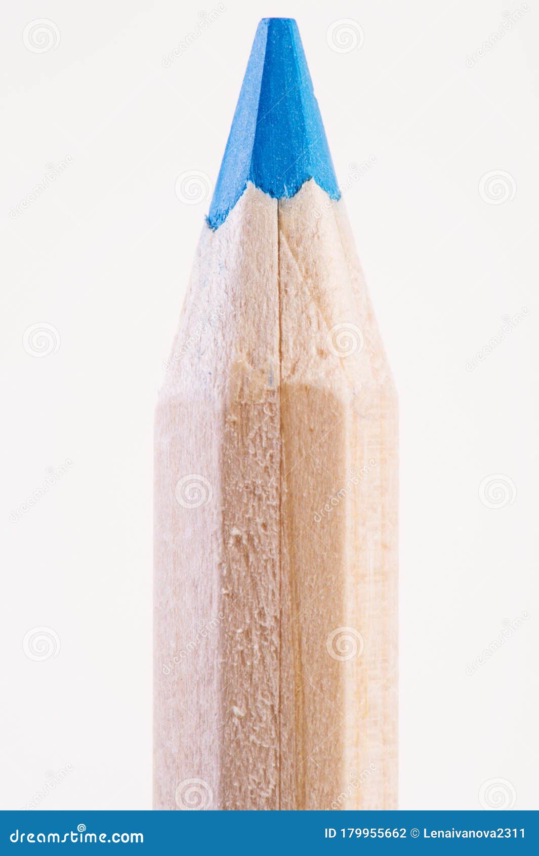 Blue Color Pencil Vertically, Macro Stock Photo - Image of work, object ...