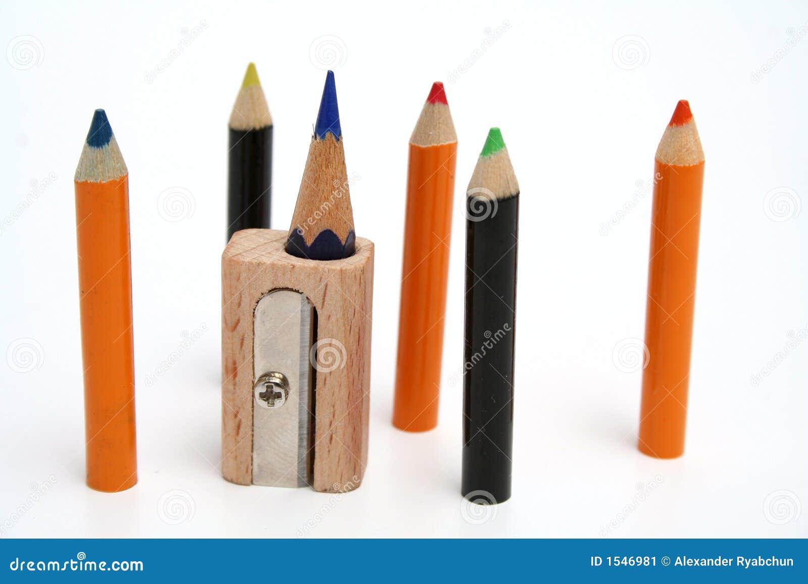 Color Pencils Around of a Unusual Sharpener Stock Image - Image of ...