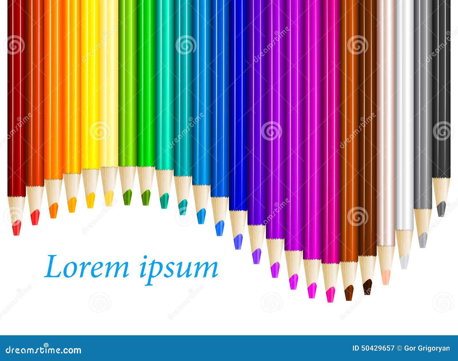 Color Pencils in Arrange in Color Row with Copyspace Stock Illustration ...
