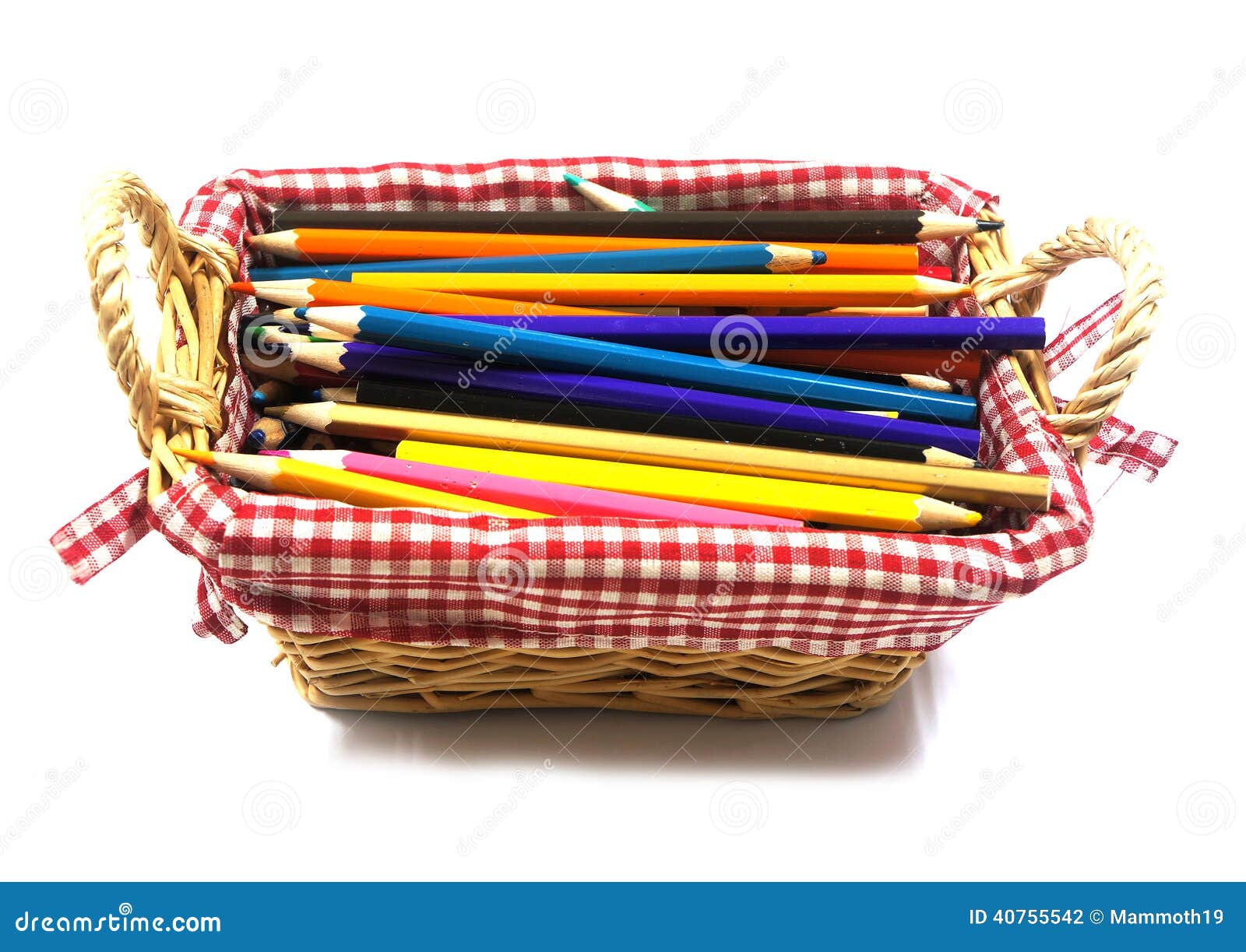 Color pencils in basket stock photo. Image of draw, assortment - 40755542