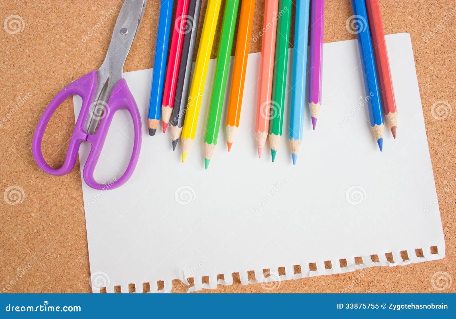 Color Pencils, Blank Paper and Scissors. Stock Image - Image of bright ...