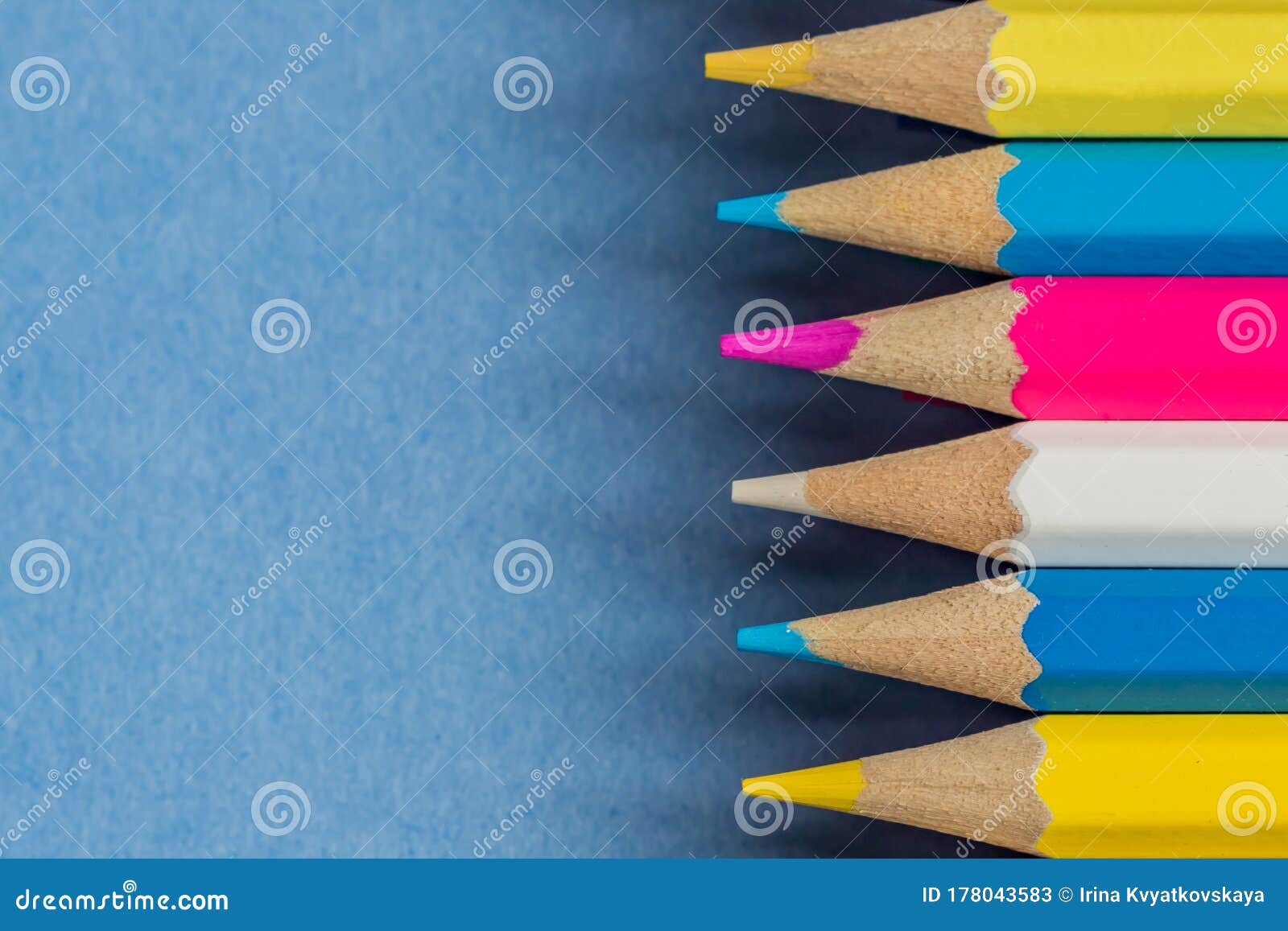 Color Pencils on Blue Background Stock Image - Image of wood, school ...