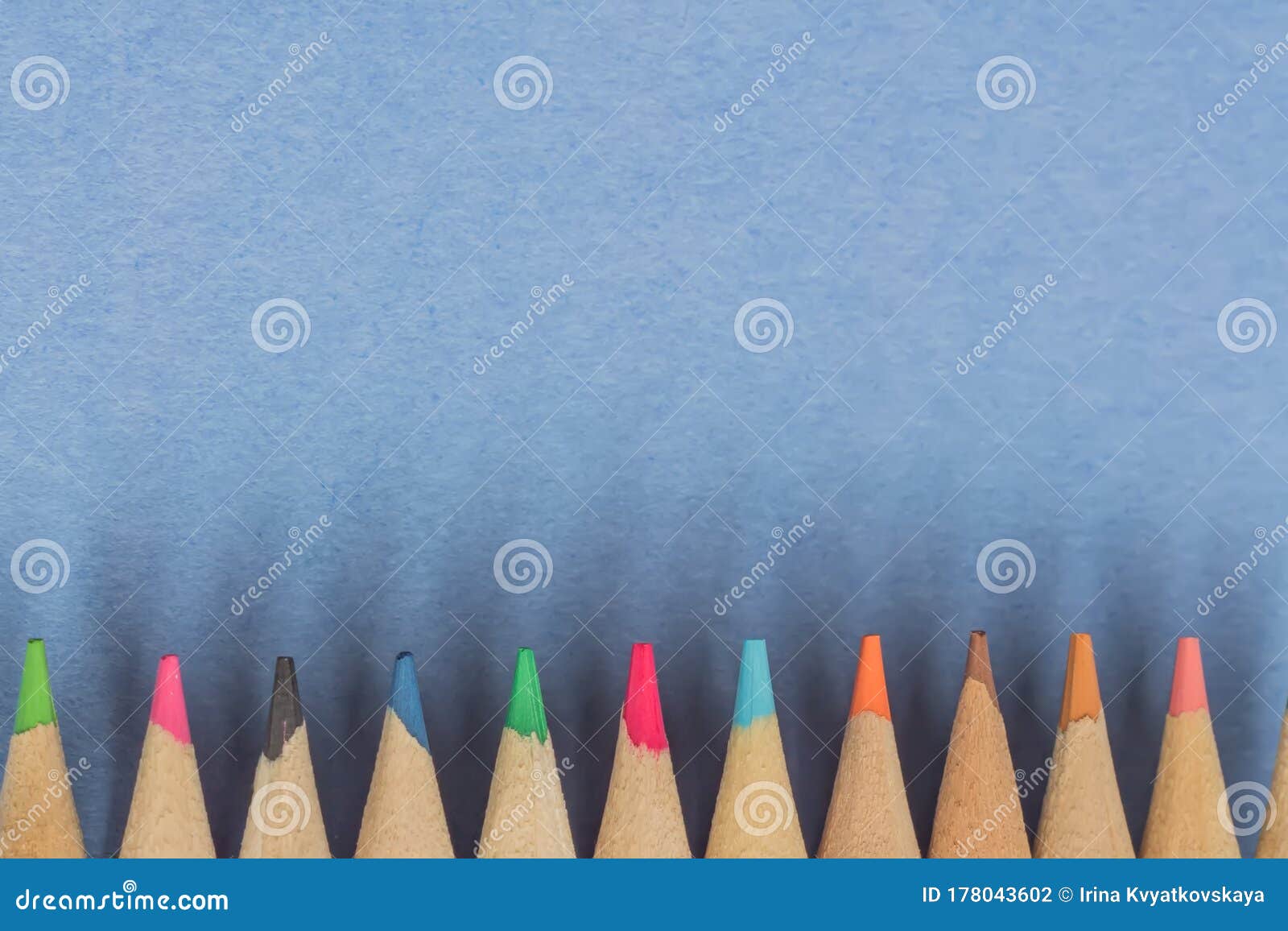 Color Pencils on Blue Background Stock Photo - Image of brown, vibrant ...