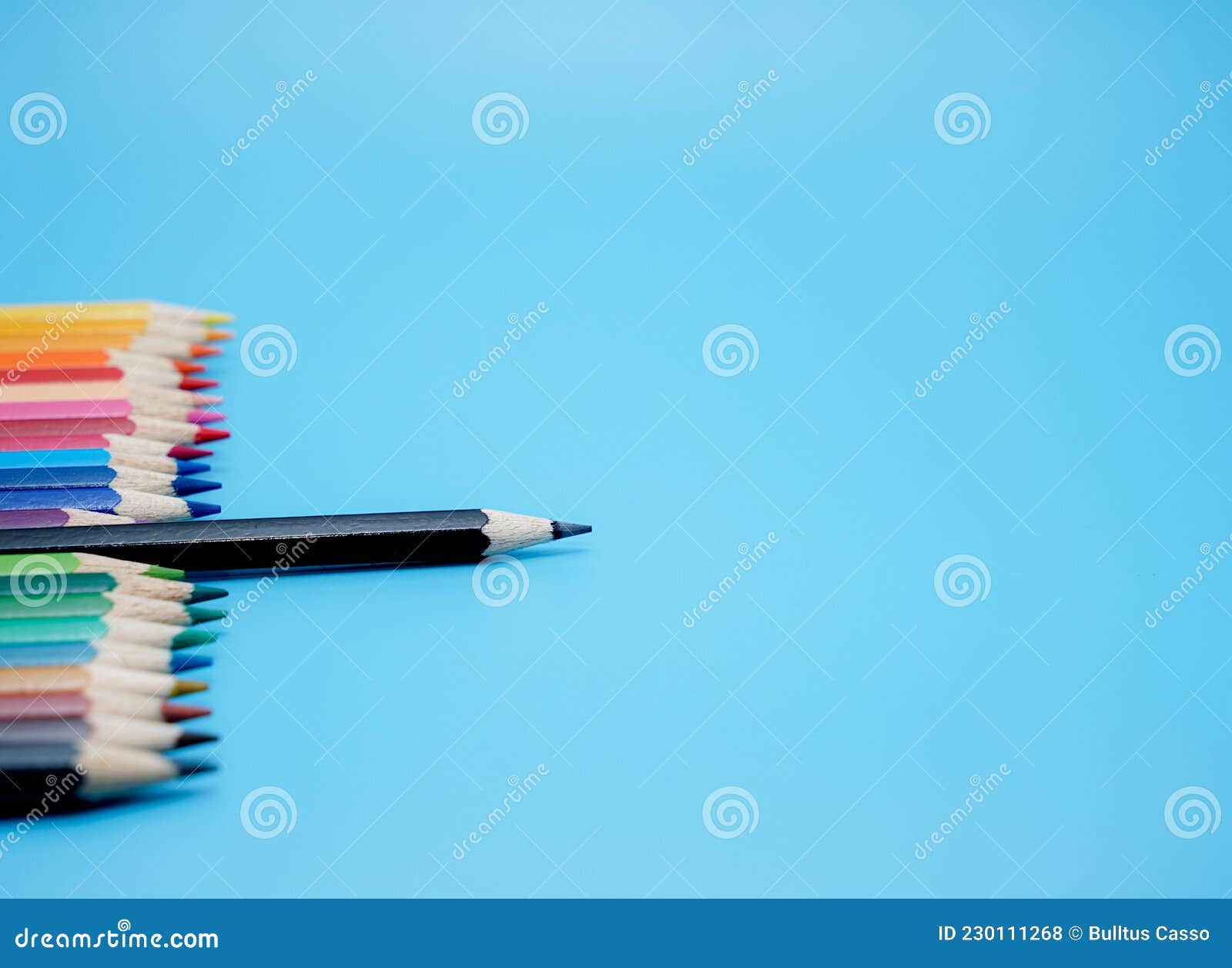 Color Pencils on Blue Background Stock Photo - Image of background ...