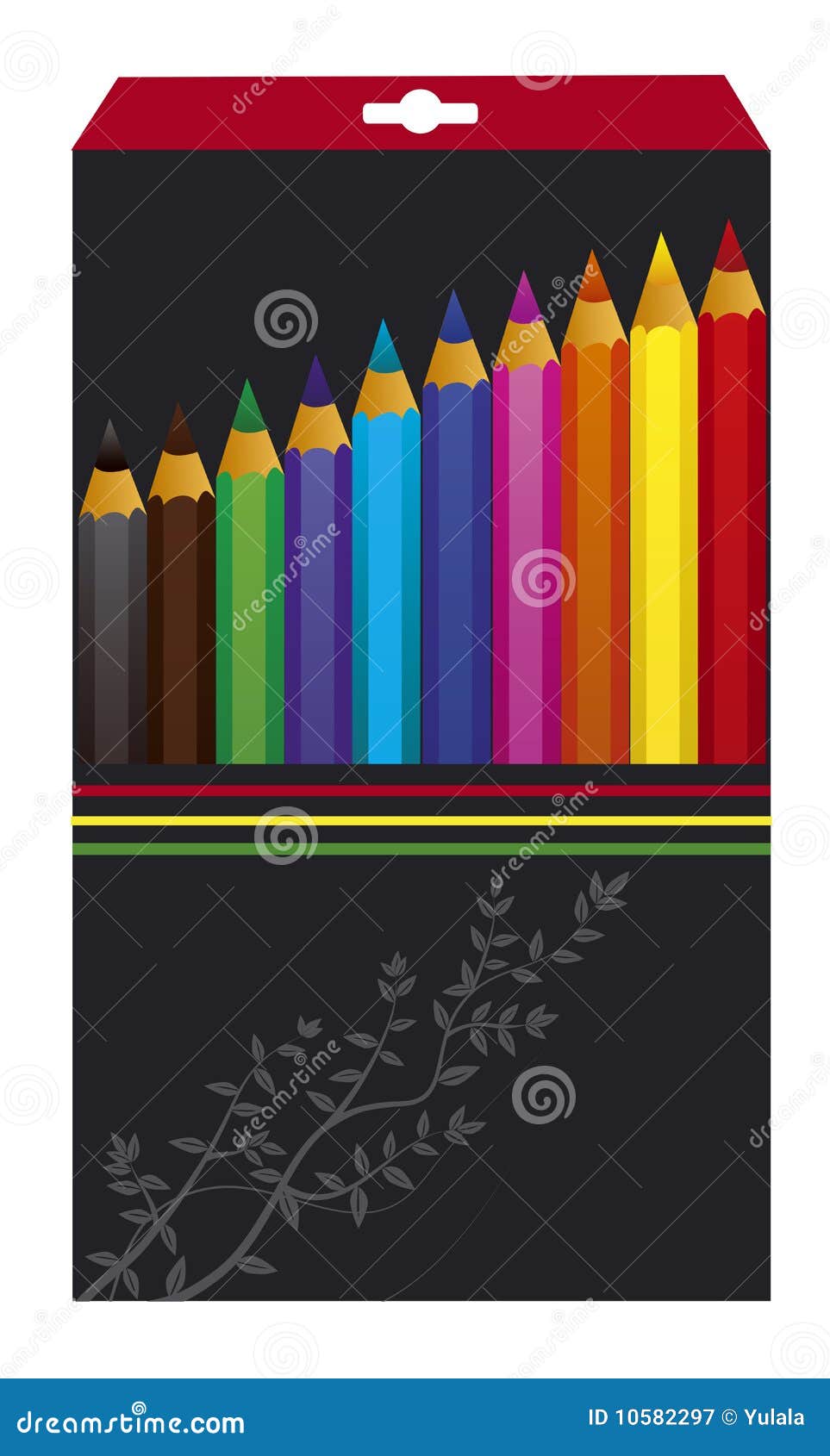 Color pencils in the box stock vector. Illustration of pattern - 10582297