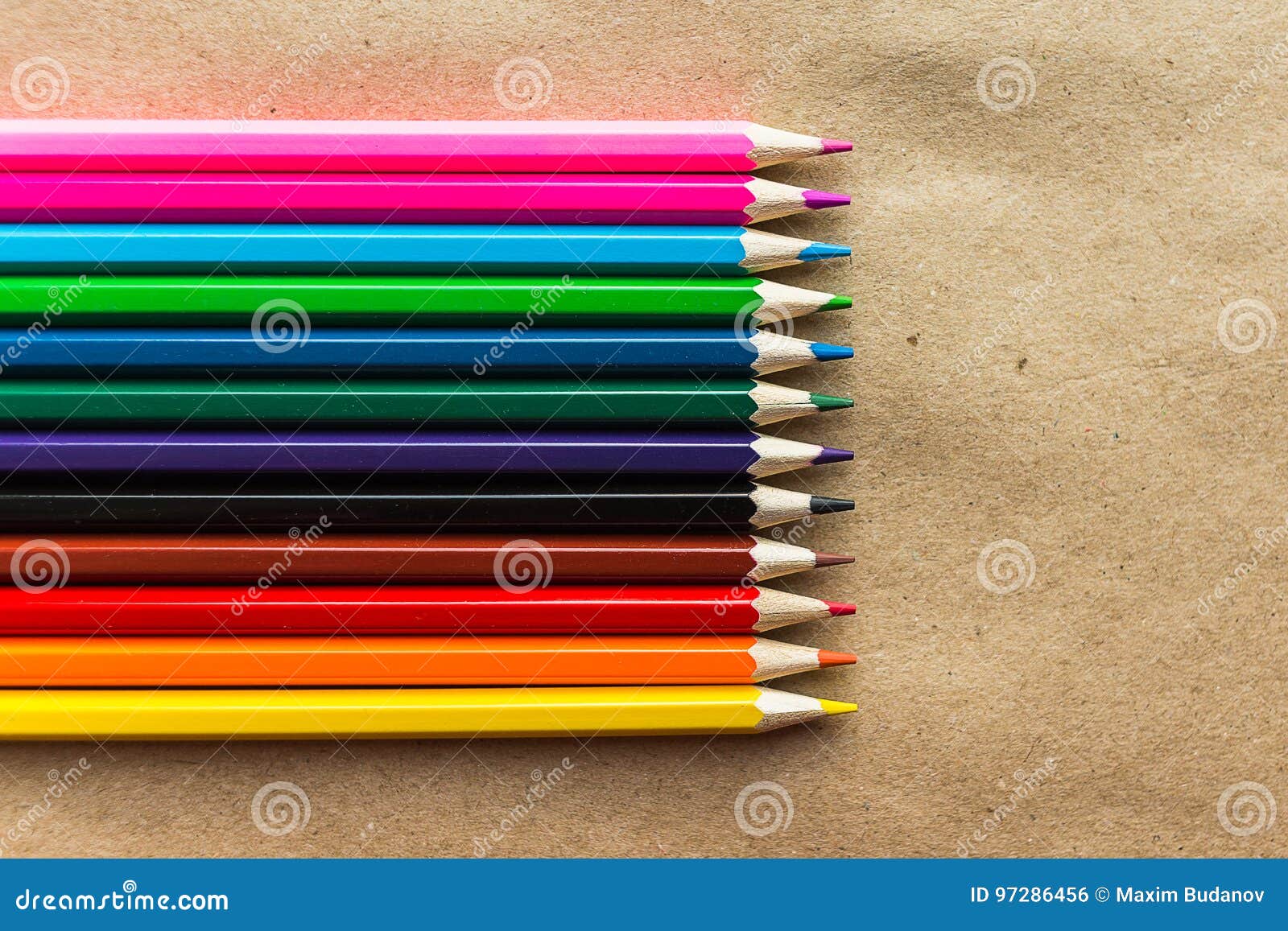 Color Pencils on Craft Paper Stock Photo - Image of craft, drawing ...