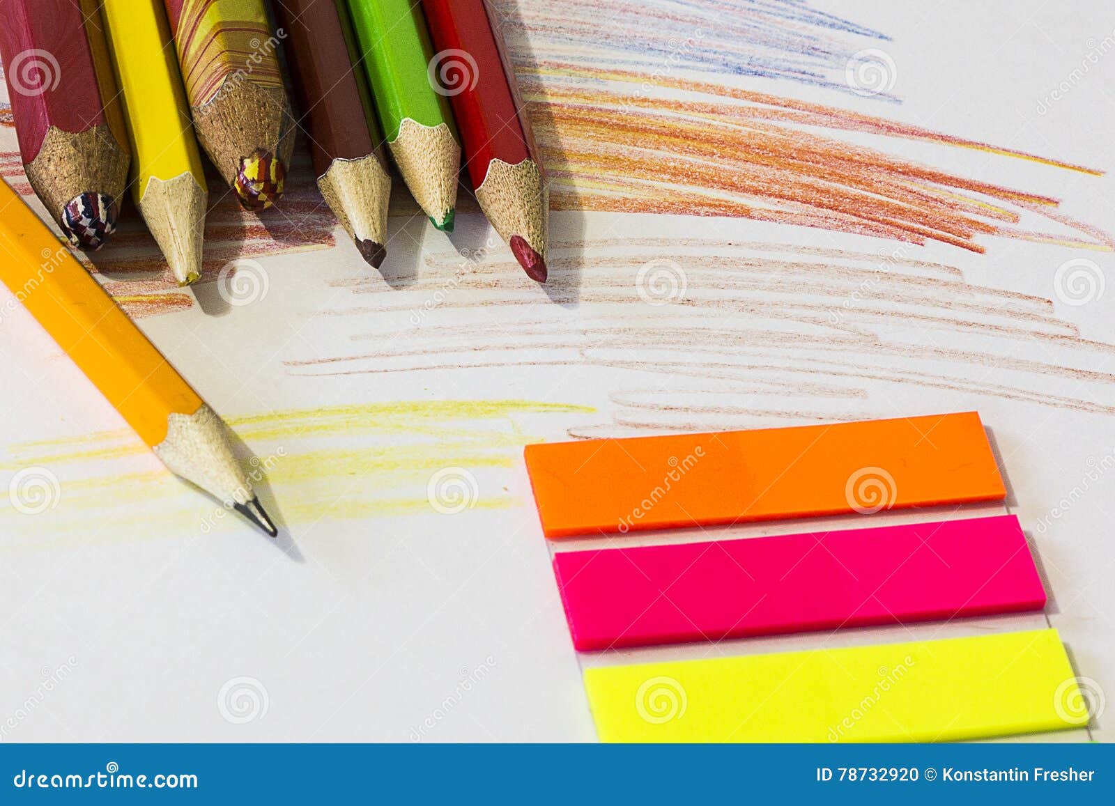 Color Pencils Crayons on Paper Background Stock Photo - Image of ...