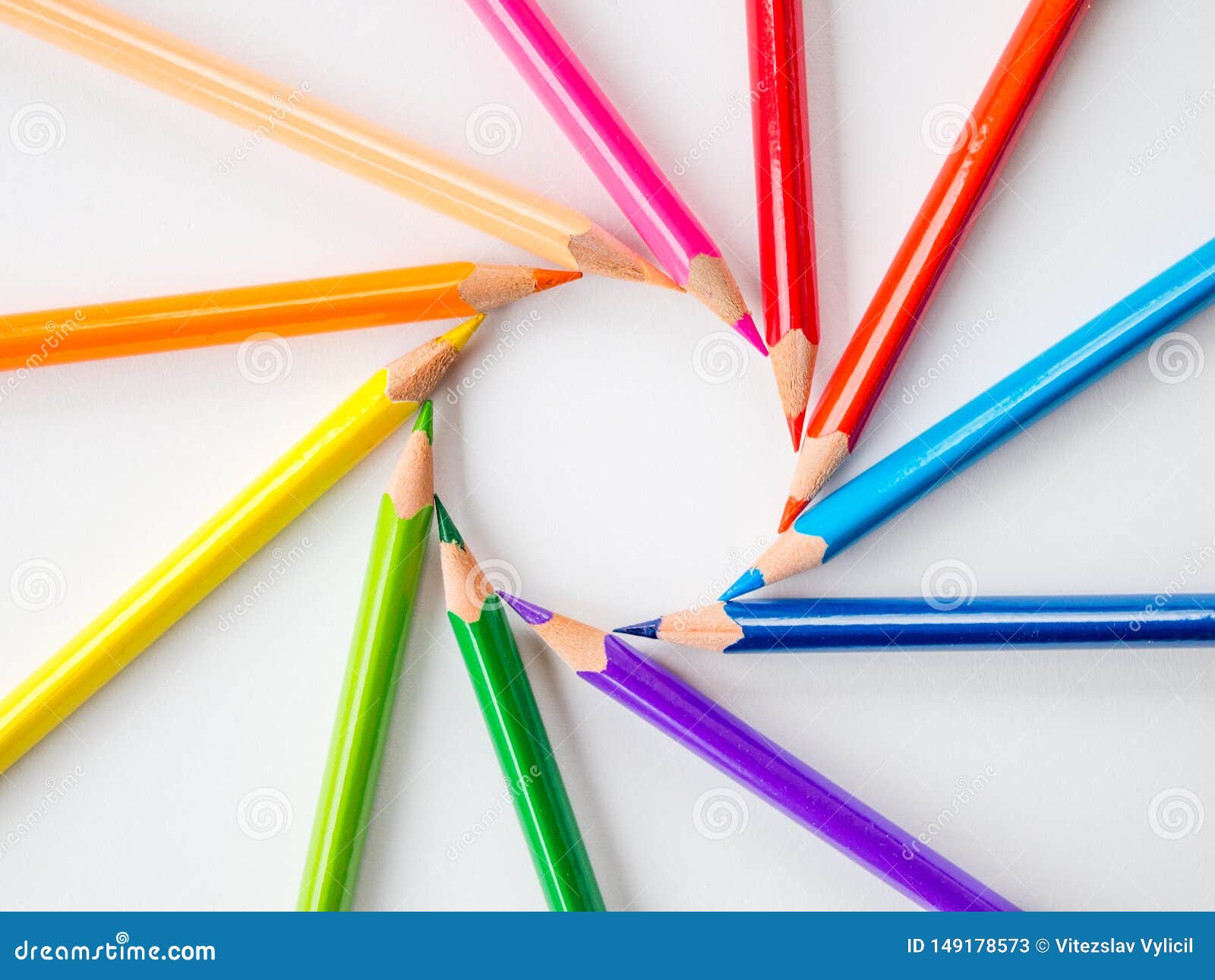 Color Pencils Creating a Round Pattern Stock Image - Image of lines ...