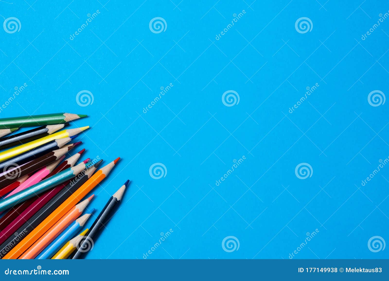 Color Pencils for Drawing on a Blue Stock Photo - Image of colored ...