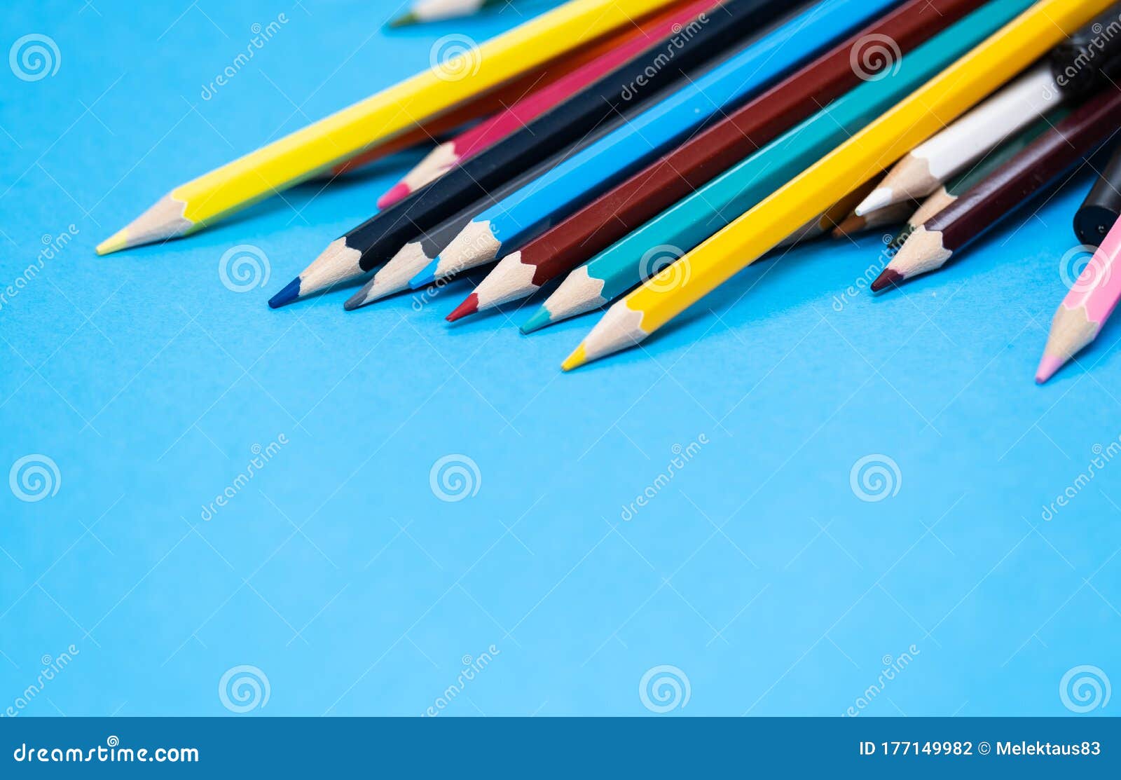Color Pencils for Drawing on a Blue Stock Photo - Image of colored ...
