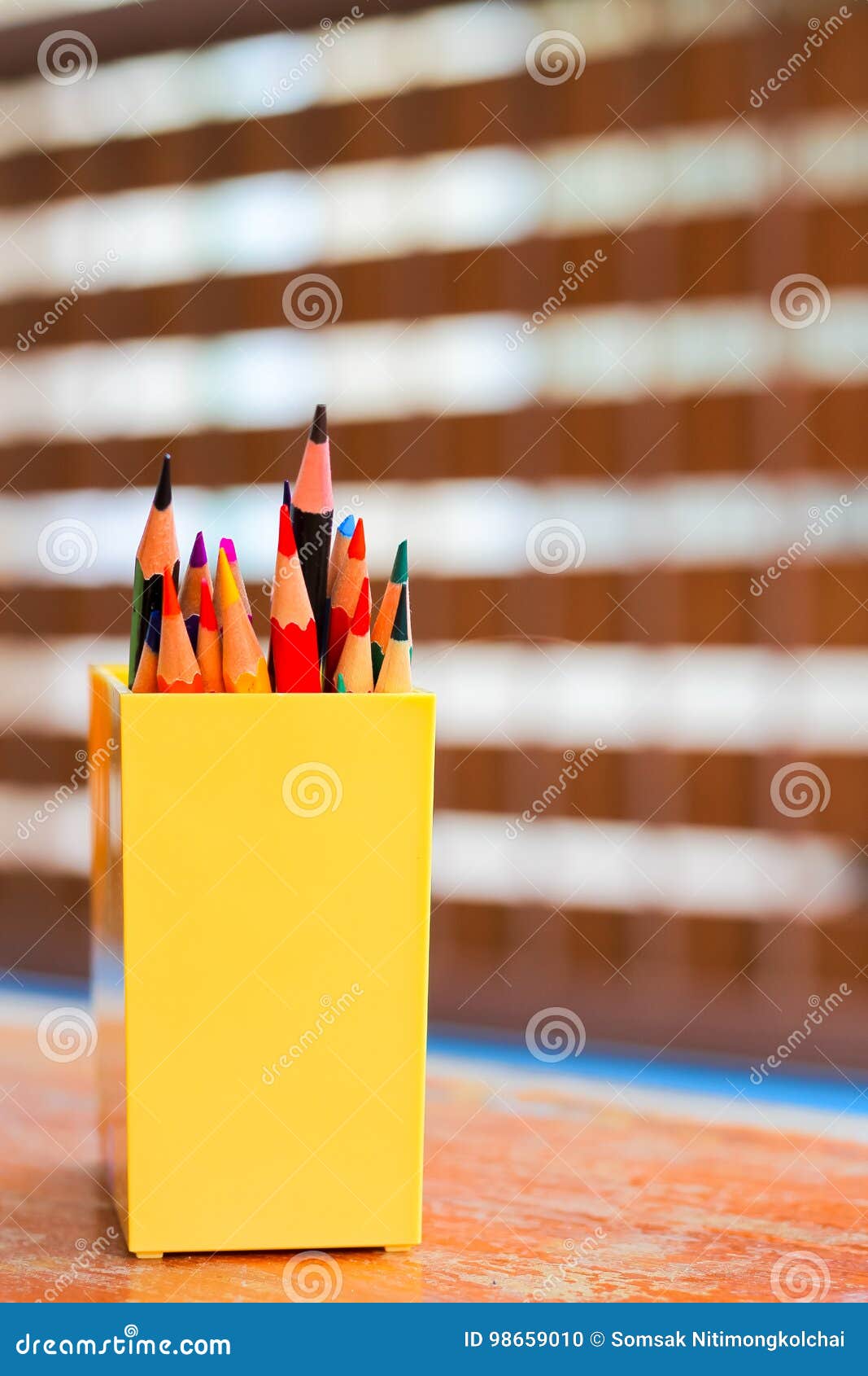 Color Pencils Inside Box on the Table Stock Photo - Image of bunch ...