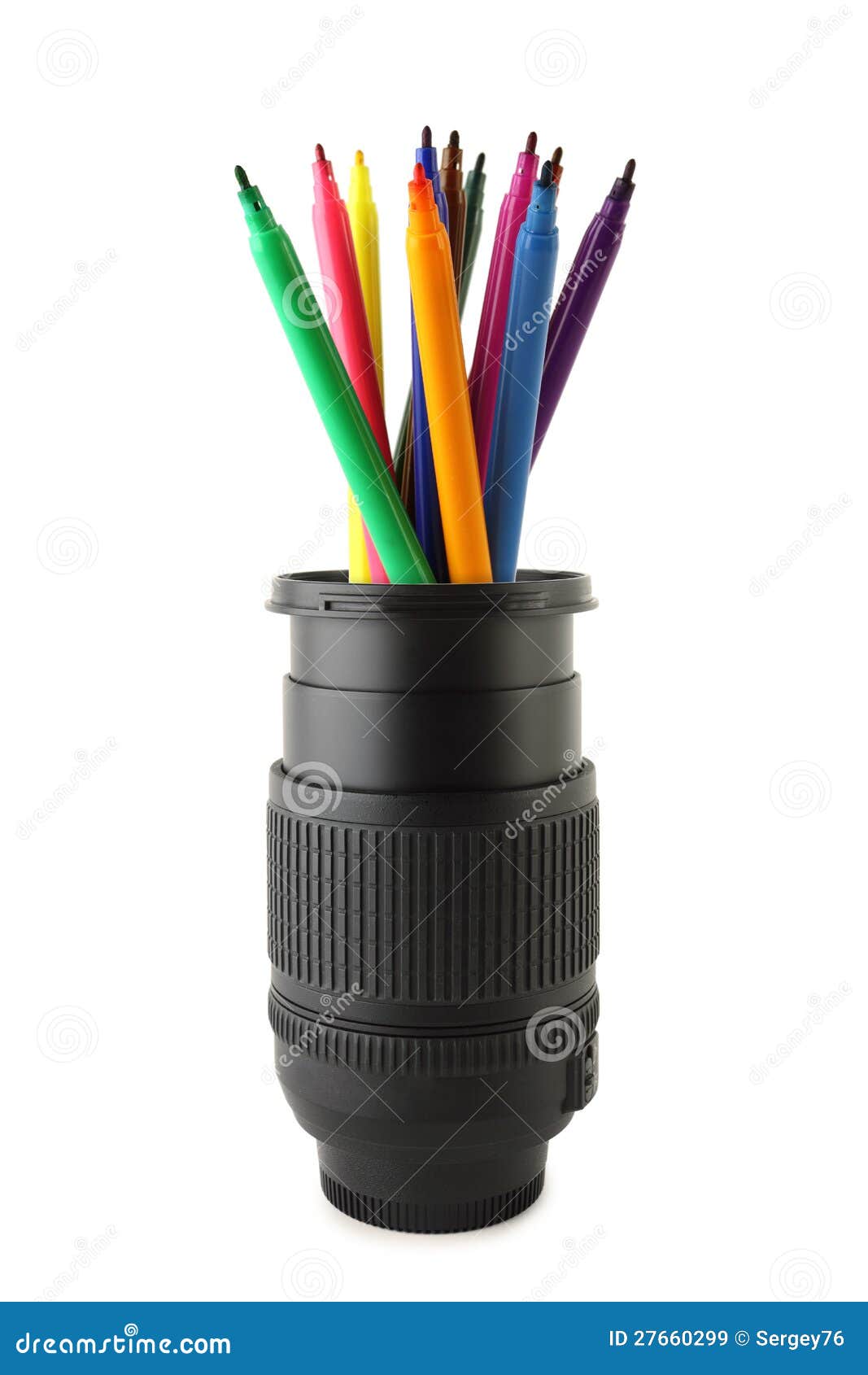 Color Pencils Inside of Camera Lens Stock Image - Image of color, lens ...