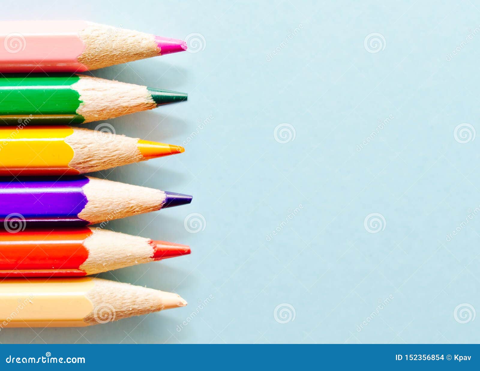 Color Pencils Isolated on Light Blue Background Stock Photo - Image of ...