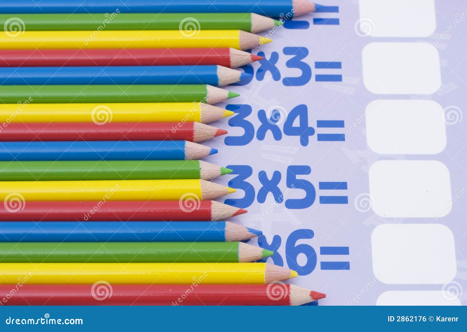 Color pencils on a math stock photo. Image of write, math - 2862176