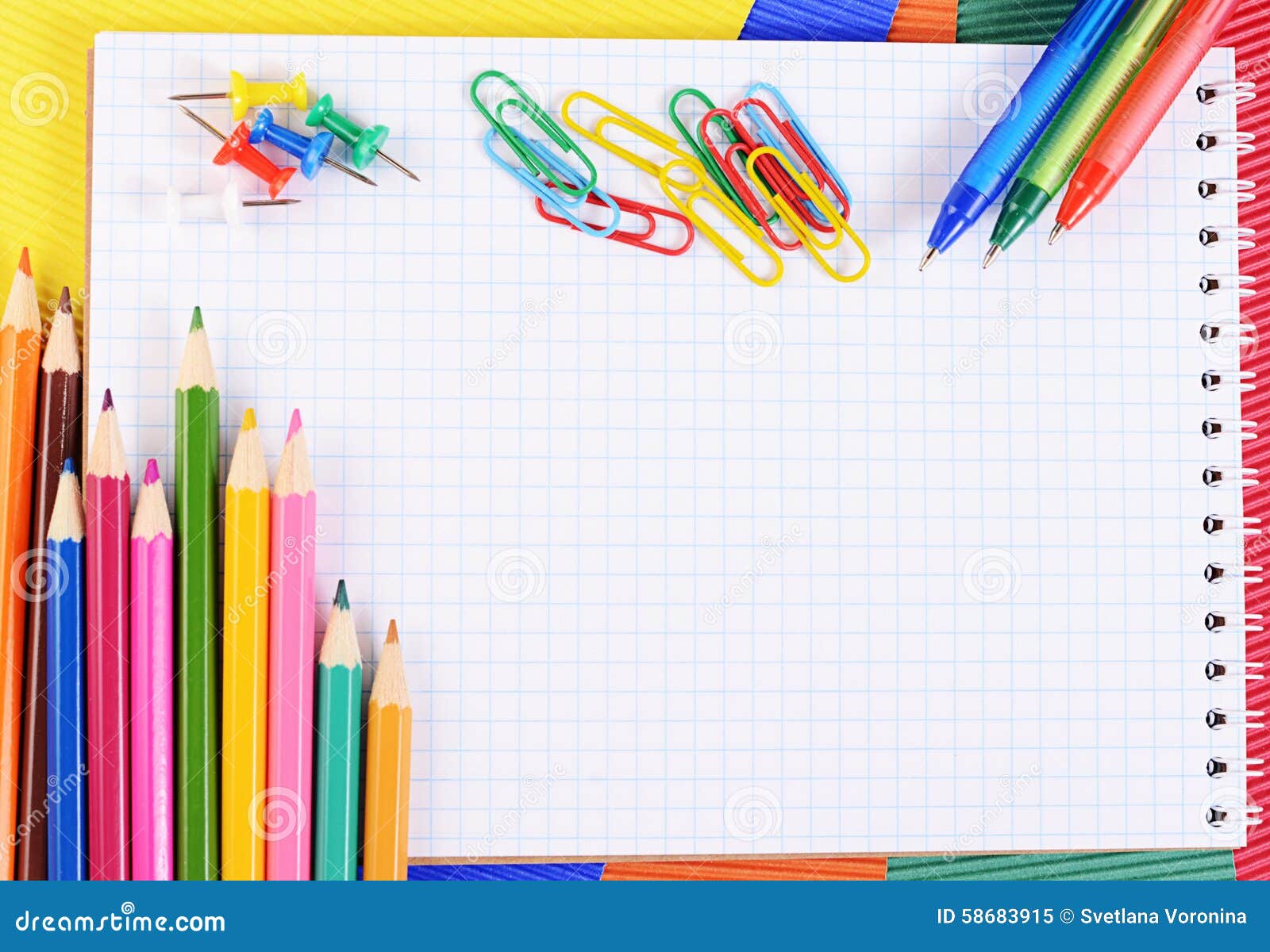 Color Pencils on Paper with Notebook Stock Image - Image of artist ...