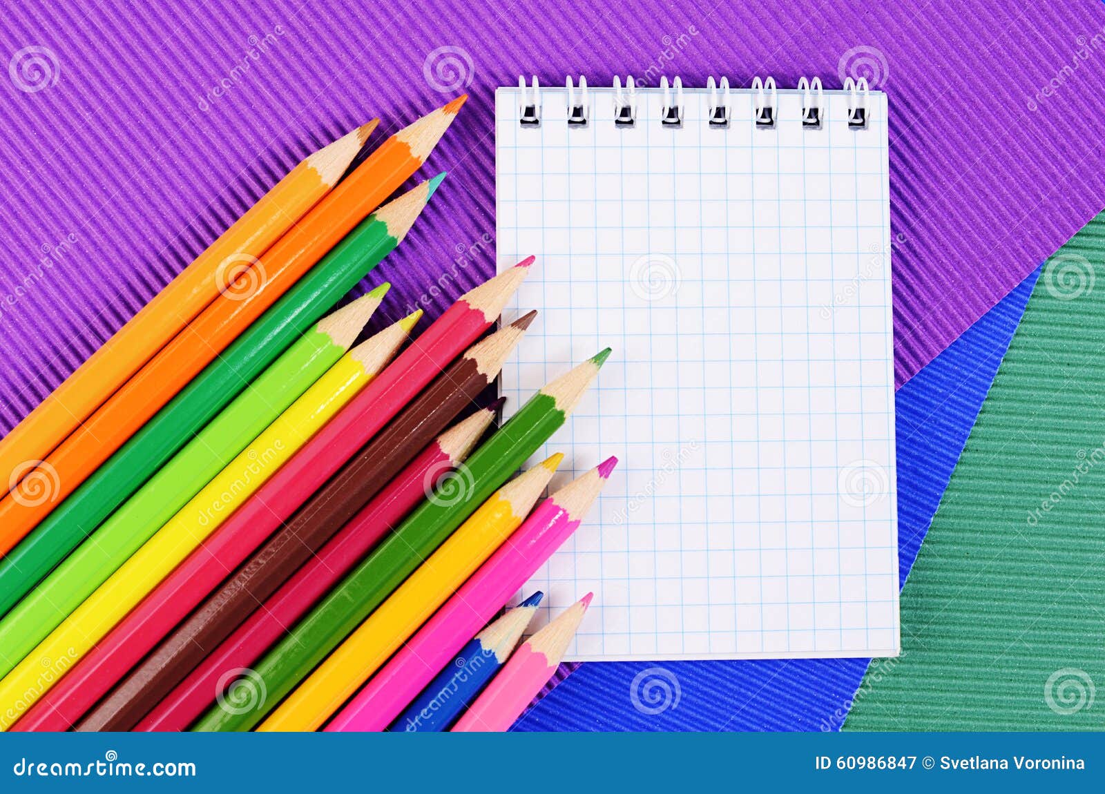Color Pencils on Paper with Notebook Stock Image - Image of education ...